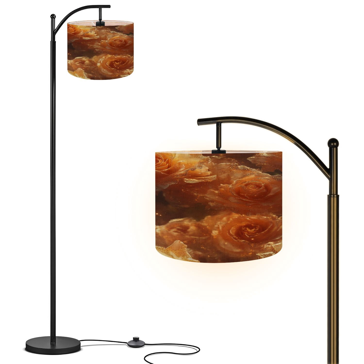 Arc Floor Lamp with Remote, Dimmable Bulb, Art Deco Arched Floor lamp ...