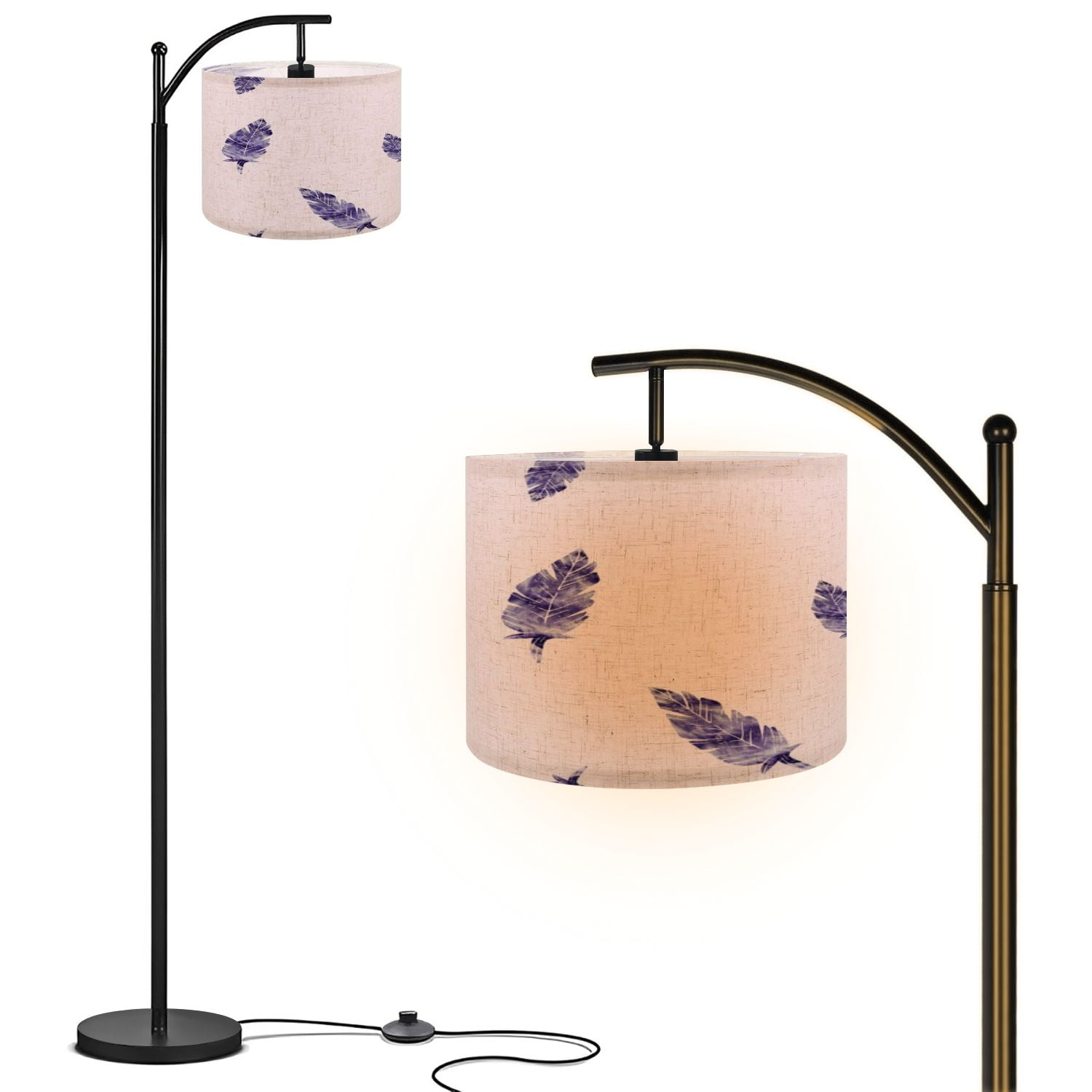 Arc Floor Lamp with Remote, Dimmable Bulb, Art Deco Arched Floor lamp ...