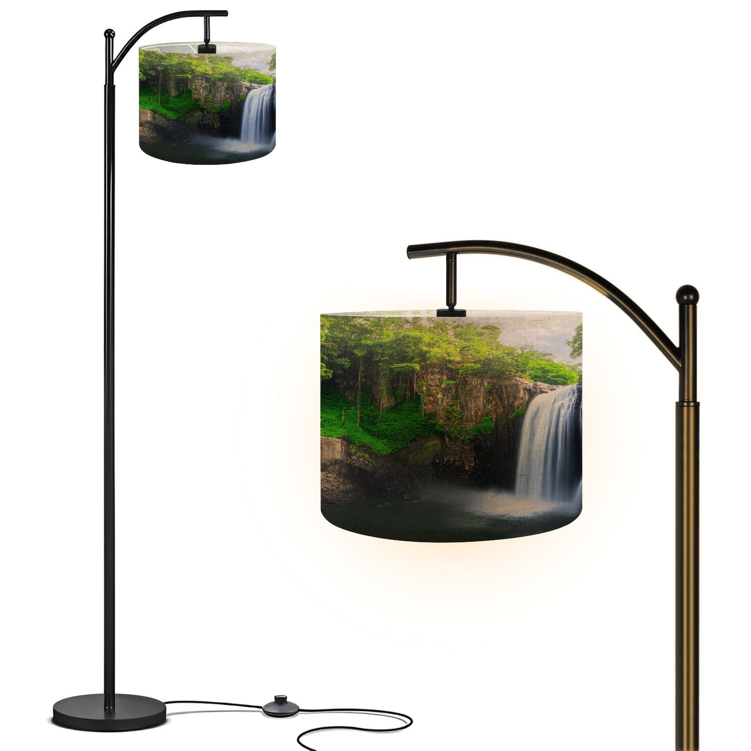 Arc Floor Lamp with Remote, Dimmable Bulb, Art Deco Arched Floor lamp ...