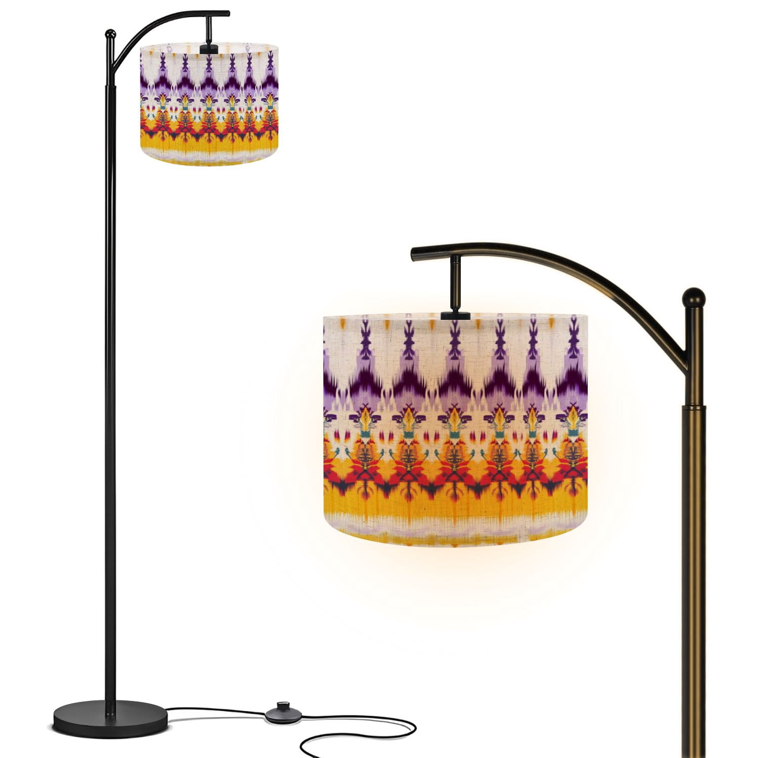 Arc Floor Lamp with Remote, Dimmable Bulb, Art Deco Arched Floor lamp ...