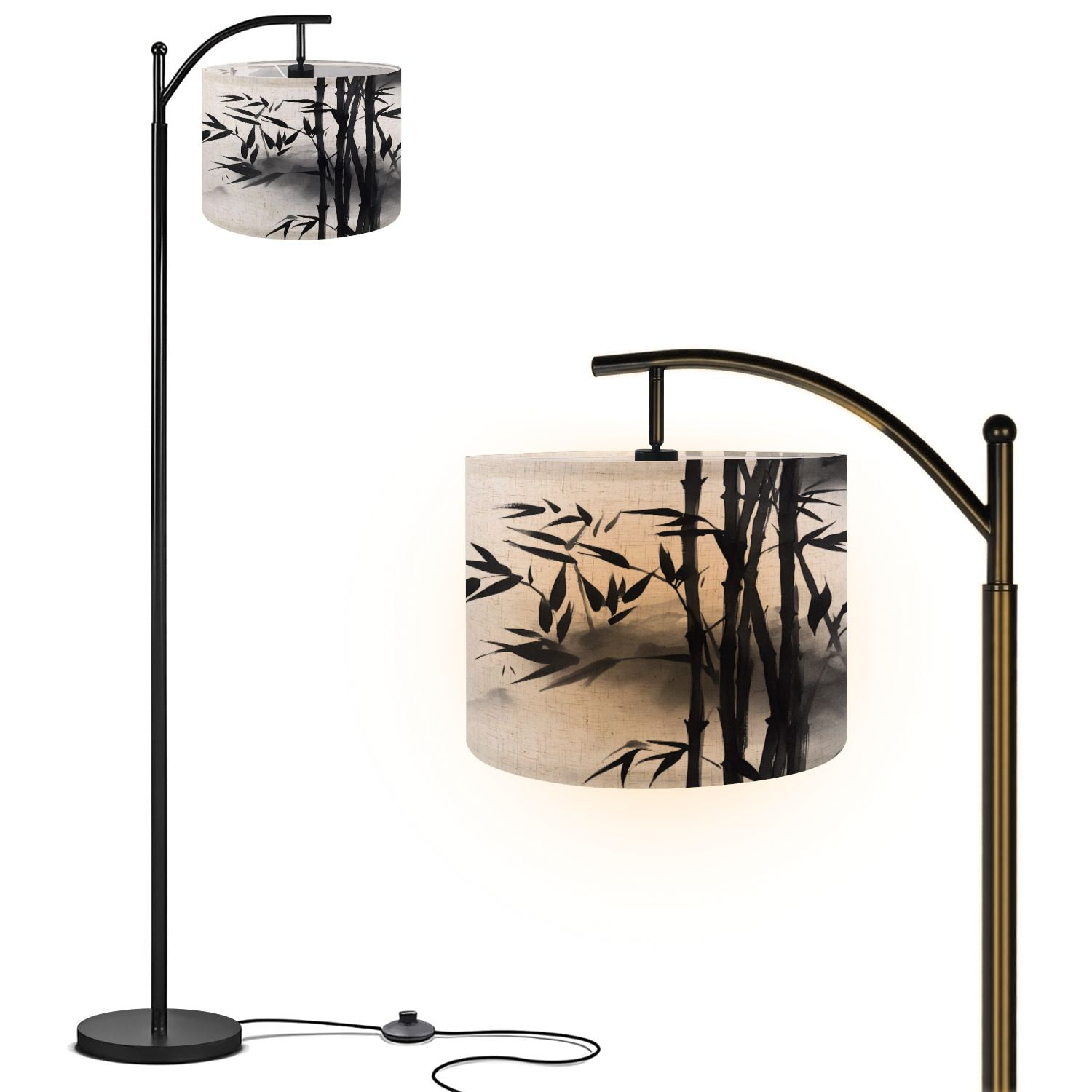 Arc Floor Lamp with Remote, Dimmable Bulb, Art Deco Arched Floor lamp ...
