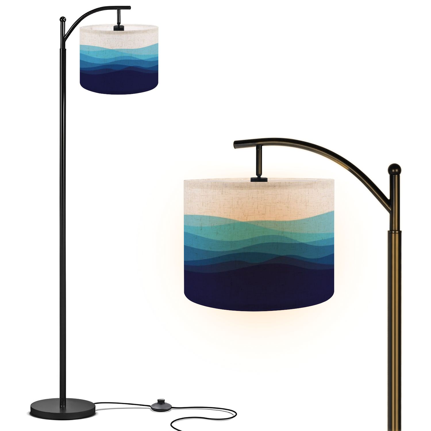 Arc Floor Lamp with Remote, Dimmable Bulb, Art Deco Arched Floor lamp ...