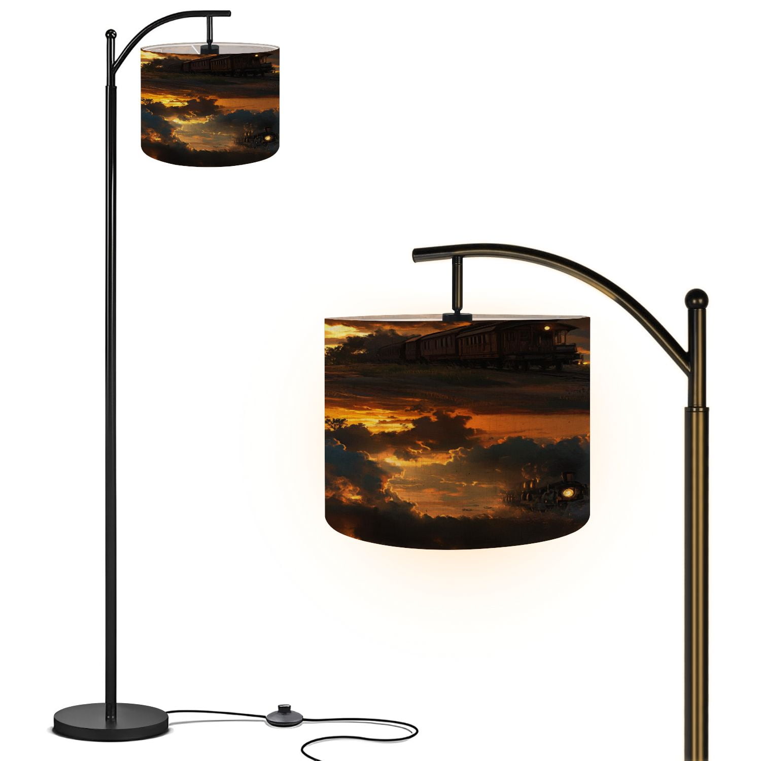 Arc Floor Lamp with Remote, Dimmable Bulb, Art Deco Arched Floor lamp ...