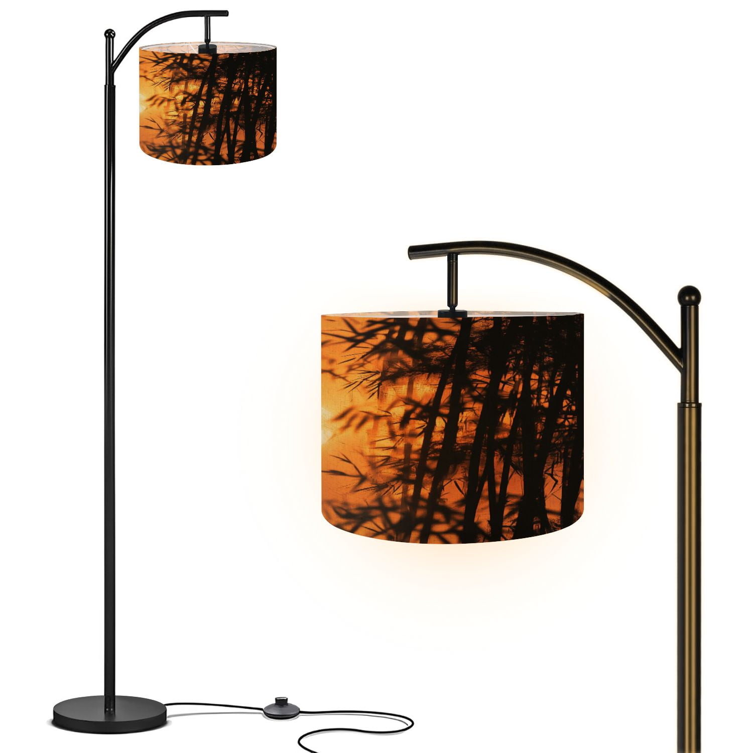 Arc Floor Lamp with Remote, Dimmable Bulb, Art Deco Arched Floor lamp ...