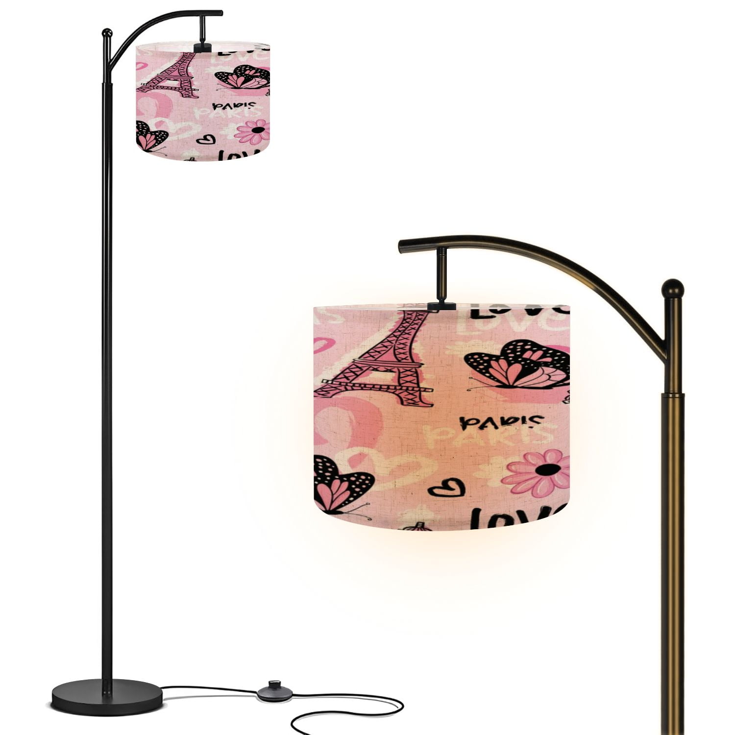 Arc Floor Lamp with Remote, Dimmable Bulb, Art Deco Arched Floor lamp ...