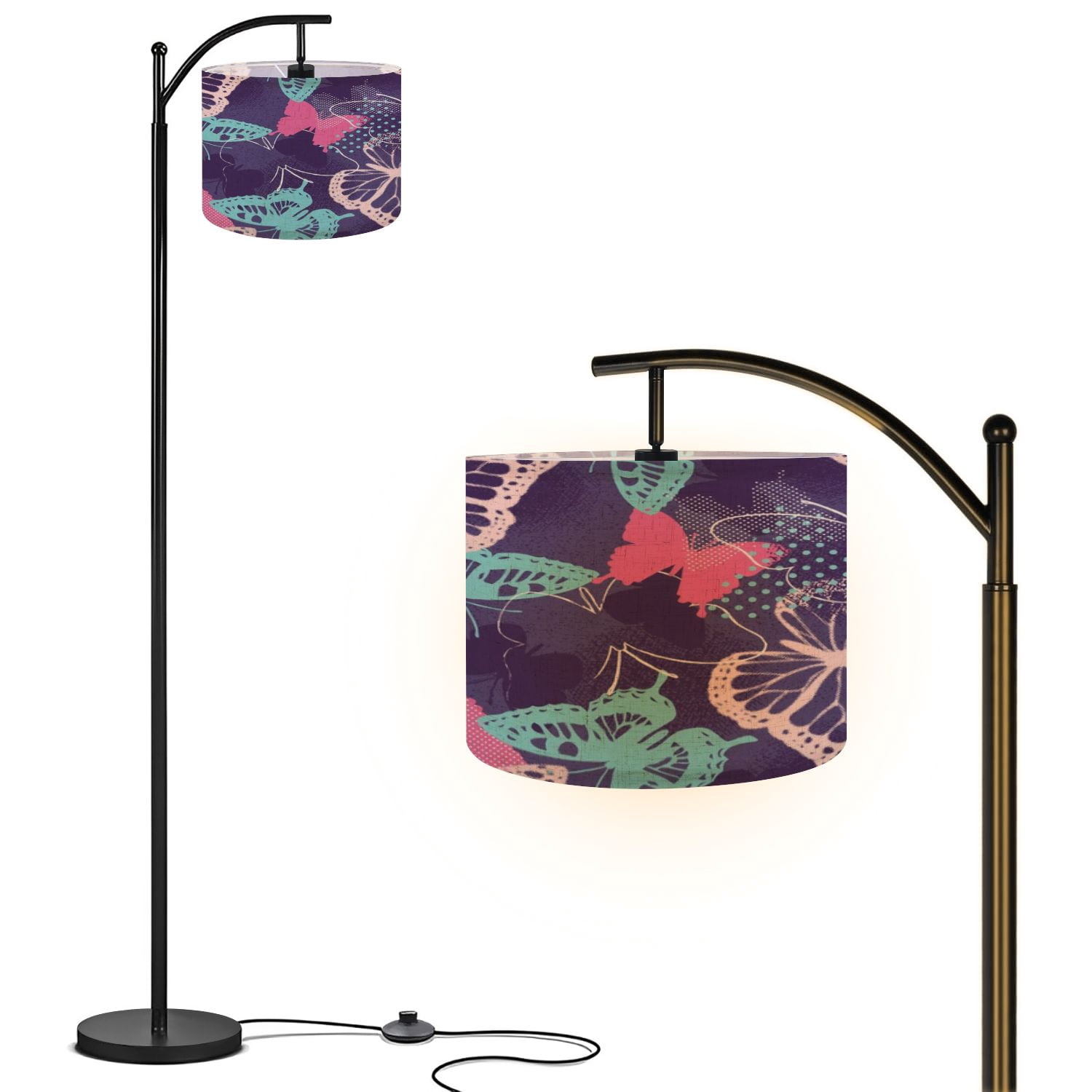 Arc Floor Lamp with Remote, Dimmable Bulb, Art Deco Arched Floor lamp ...