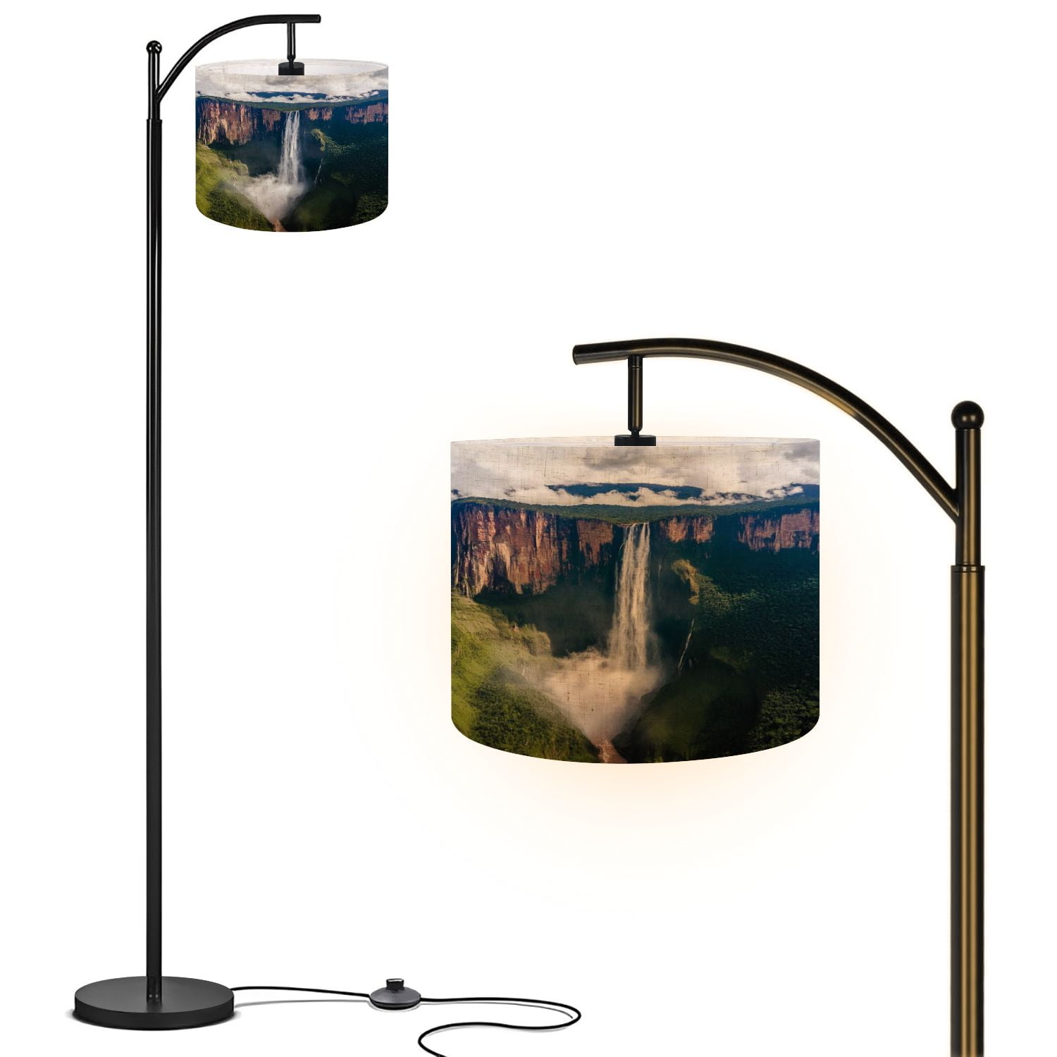 Arc Floor Lamp with Remote, Dimmable Bulb, Art Deco Arched Floor lamp ...