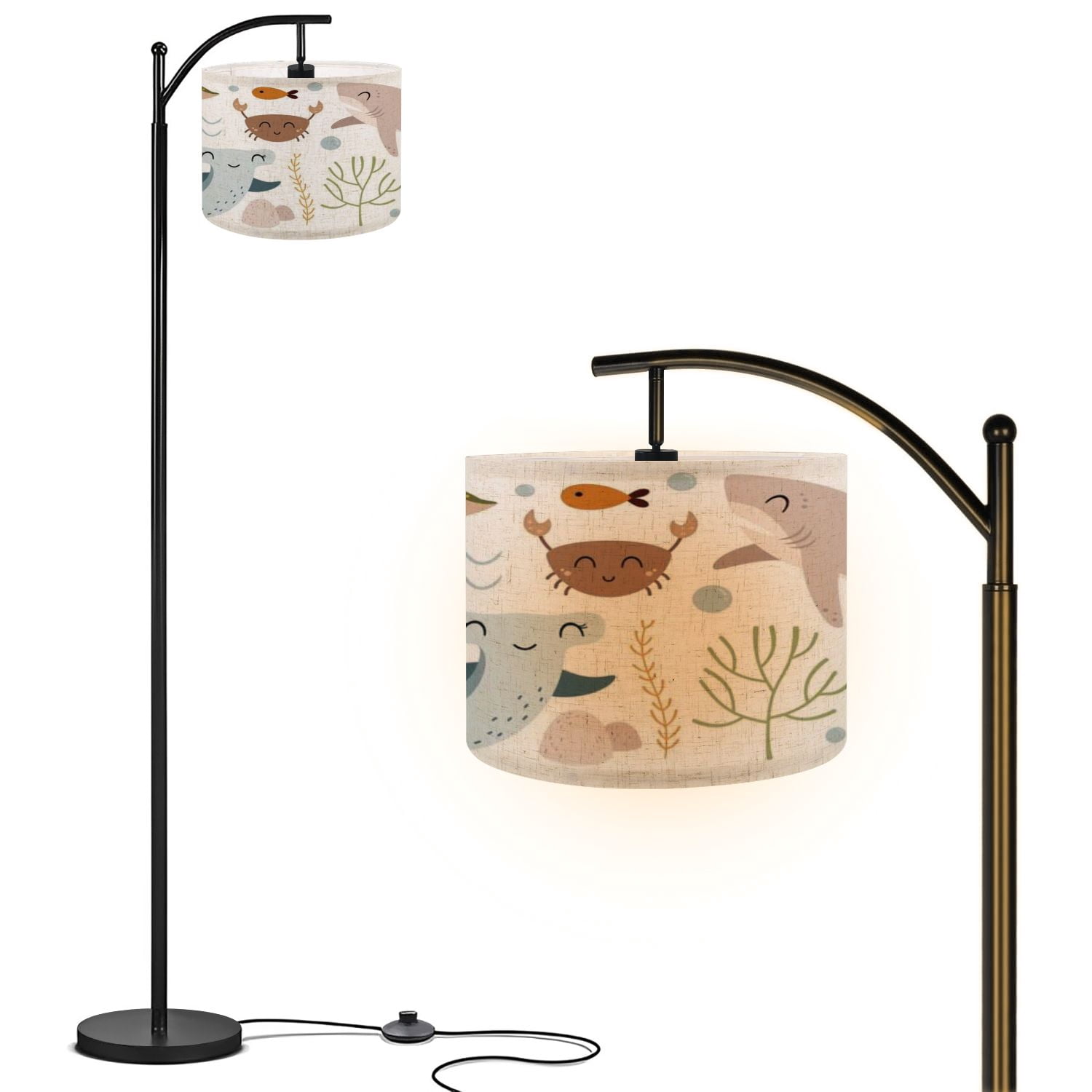 Arc Floor Lamp with Remote, Dimmable Bulb, Art Deco Arched Floor lamp ...