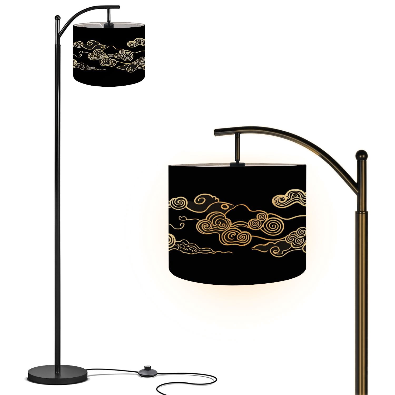 Arc Floor Lamp with Remote, Dimmable Bulb, Art Deco Arched Floor lamp ...