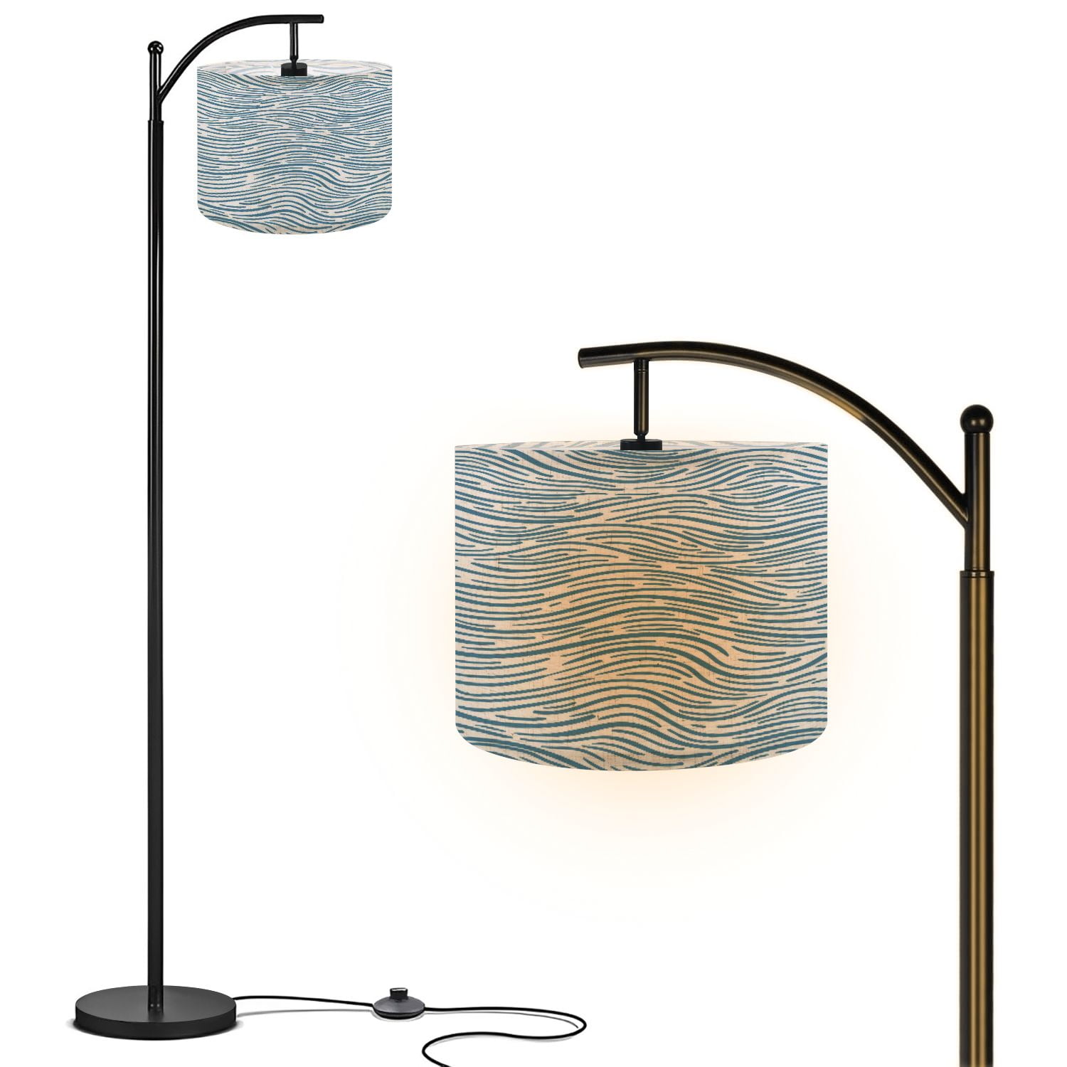 Arc Floor Lamp with Remote, Dimmable Bulb, Art Deco Arched Floor lamp ...