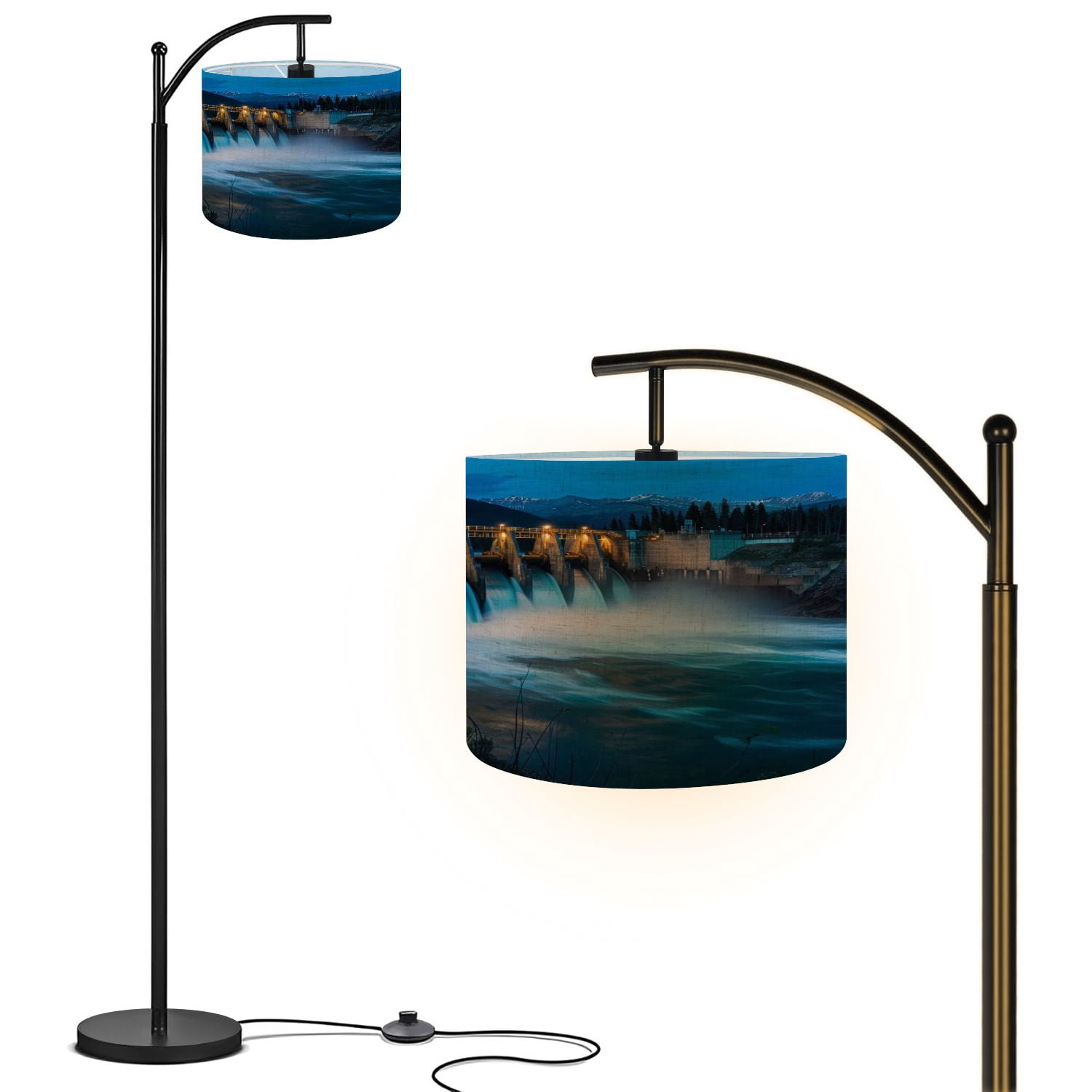 Arc Floor Lamp with Remote, Dimmable Bulb, Art Deco Arched Floor lamp ...