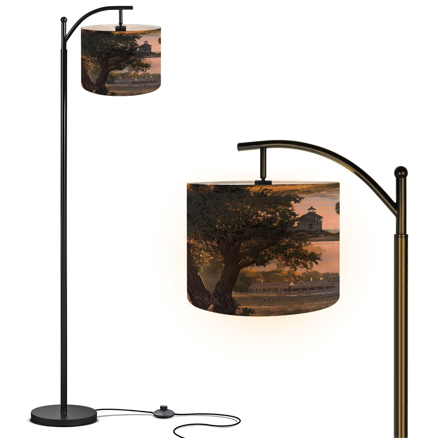 Arc Floor Lamp with Remote, Dimmable Bulb, Art Deco Arched Floor lamp ...