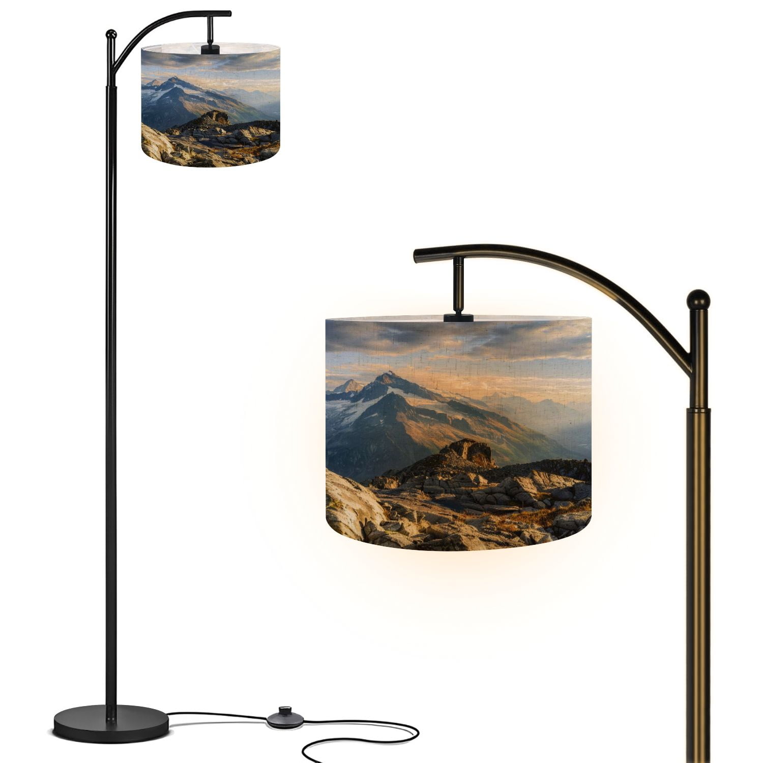 Arc Floor Lamp with Remote, Dimmable Bulb, Art Deco Arched Floor lamp ...
