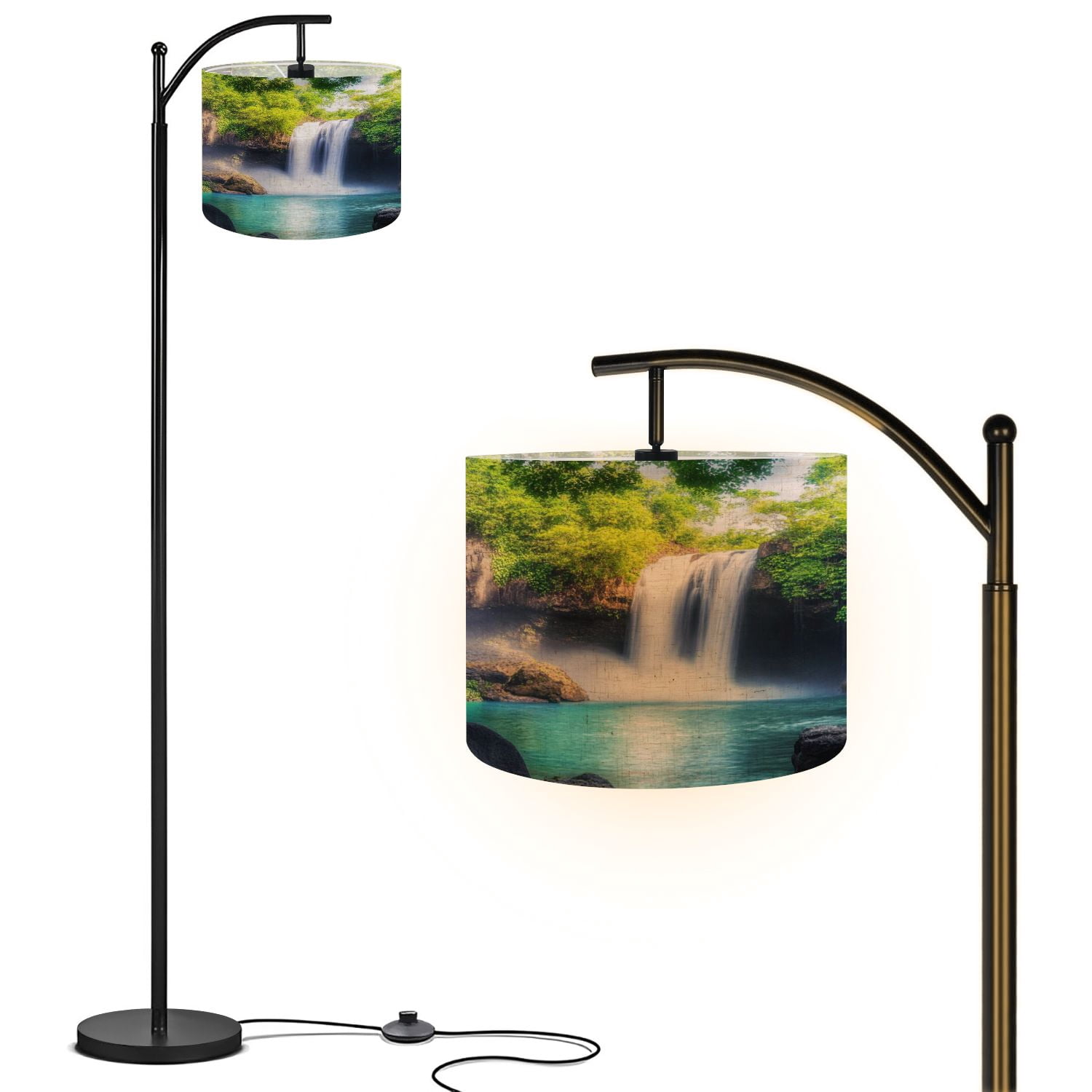 Arc Floor Lamp with Remote, Dimmable Bulb, Art Deco Arched Floor lamp ...
