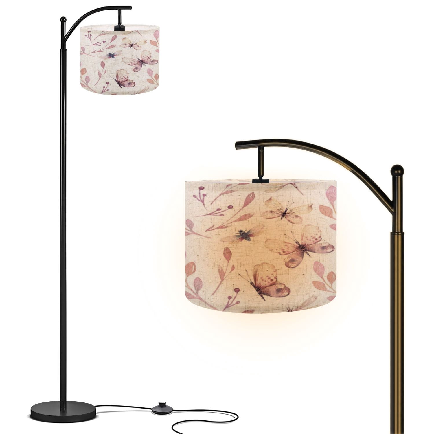 Arc Floor Lamp with Remote, Dimmable Bulb, Art Deco Arched Floor lamp ...