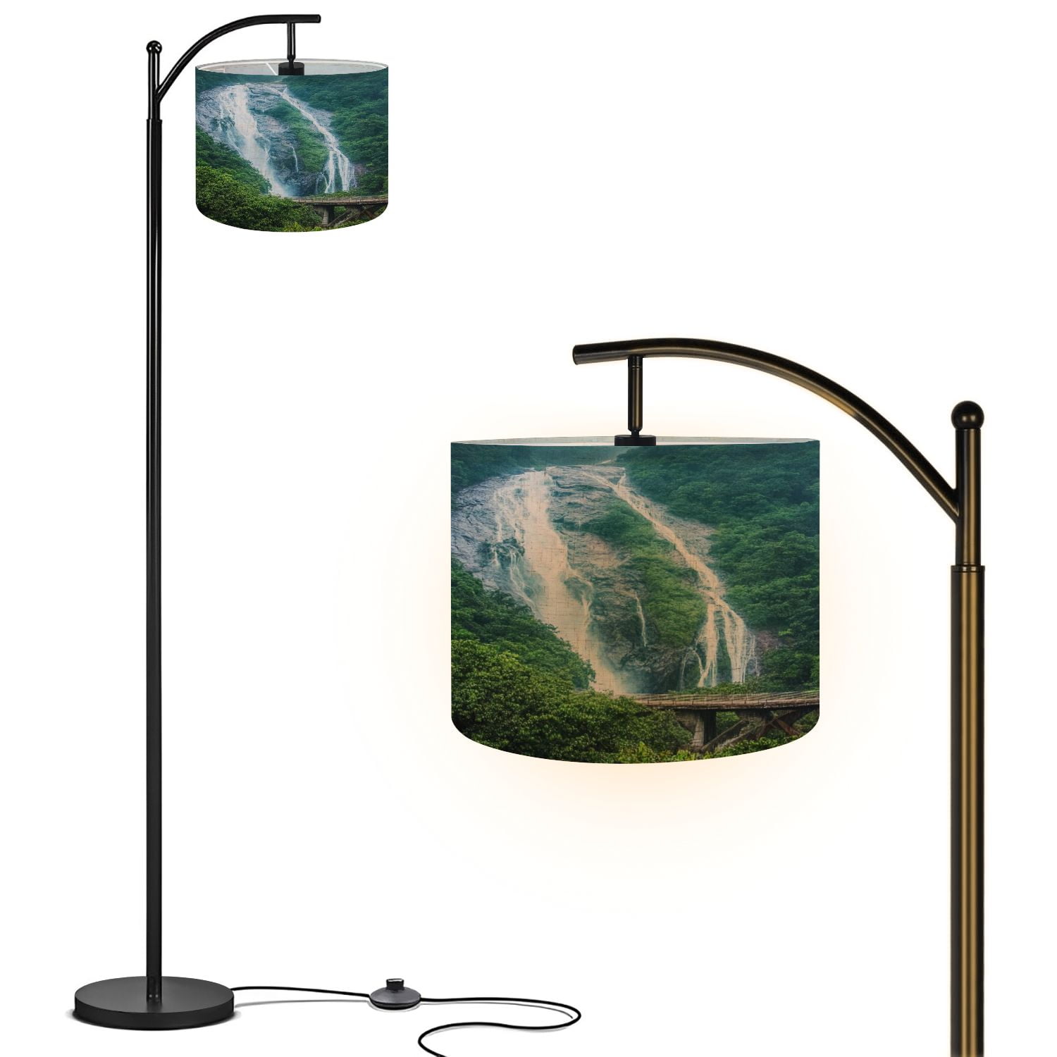 Arc Floor Lamp with Remote, Dimmable Bulb, Art Deco Arched Floor lamp ...