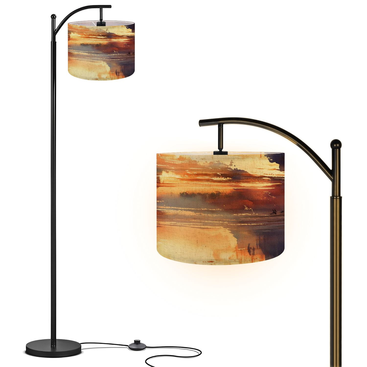 Arc Floor Lamp with Remote, Dimmable Bulb, Art Deco Arched Floor lamp ...