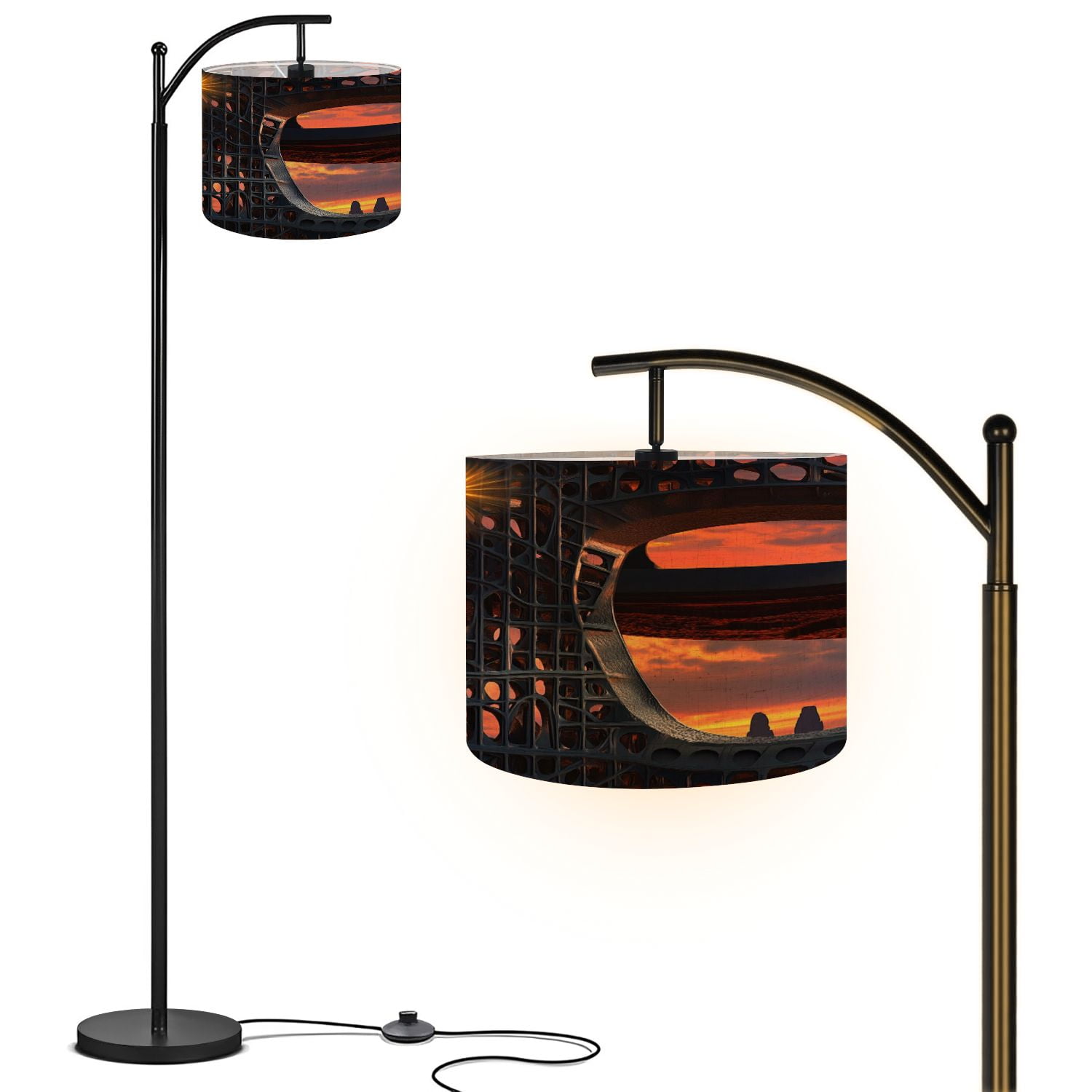 Arc Floor Lamp with Remote, Dimmable Bulb, Art Deco Arched Floor lamp ...