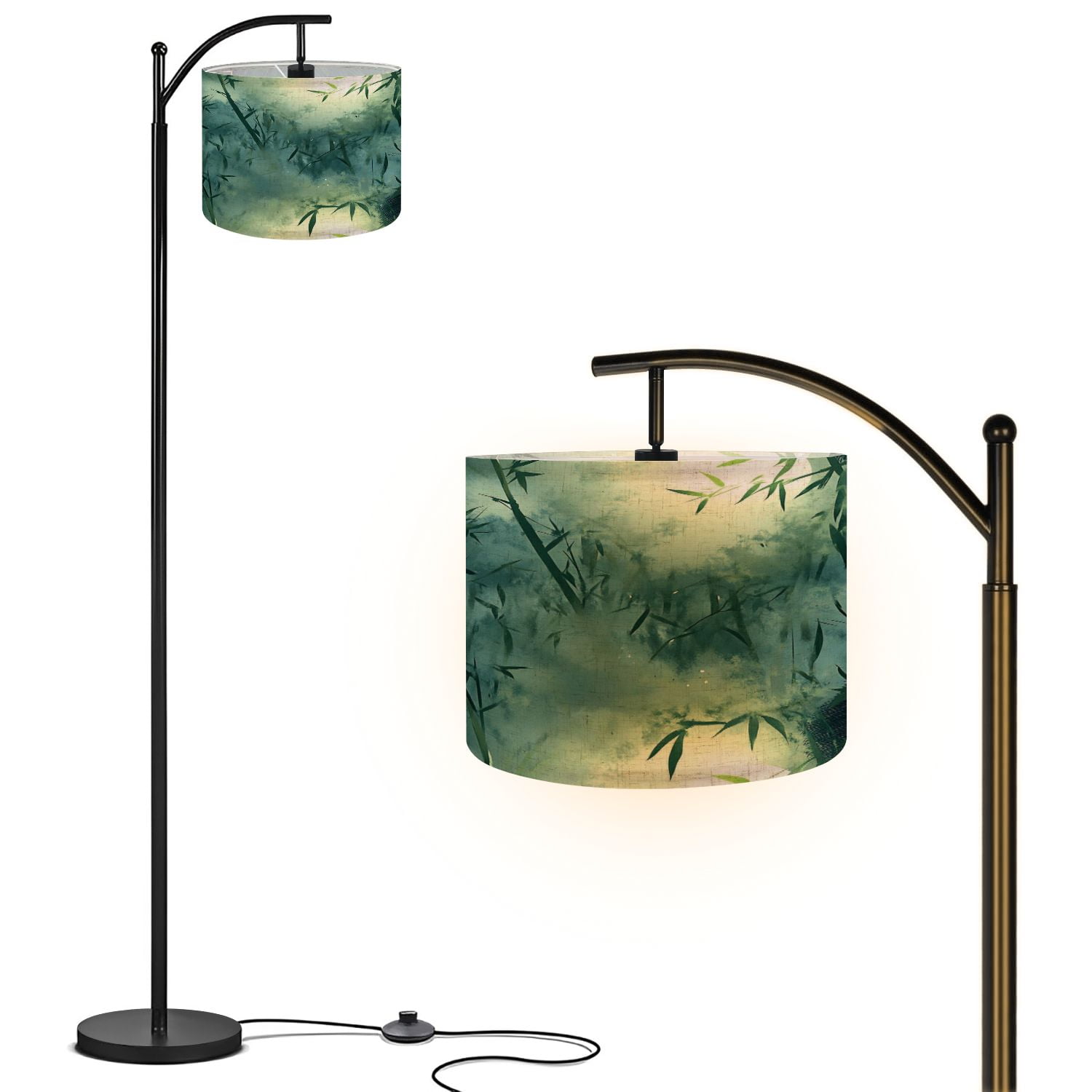Arc Floor Lamp with Remote, Dimmable Bulb, Art Deco Arched Floor lamp ...