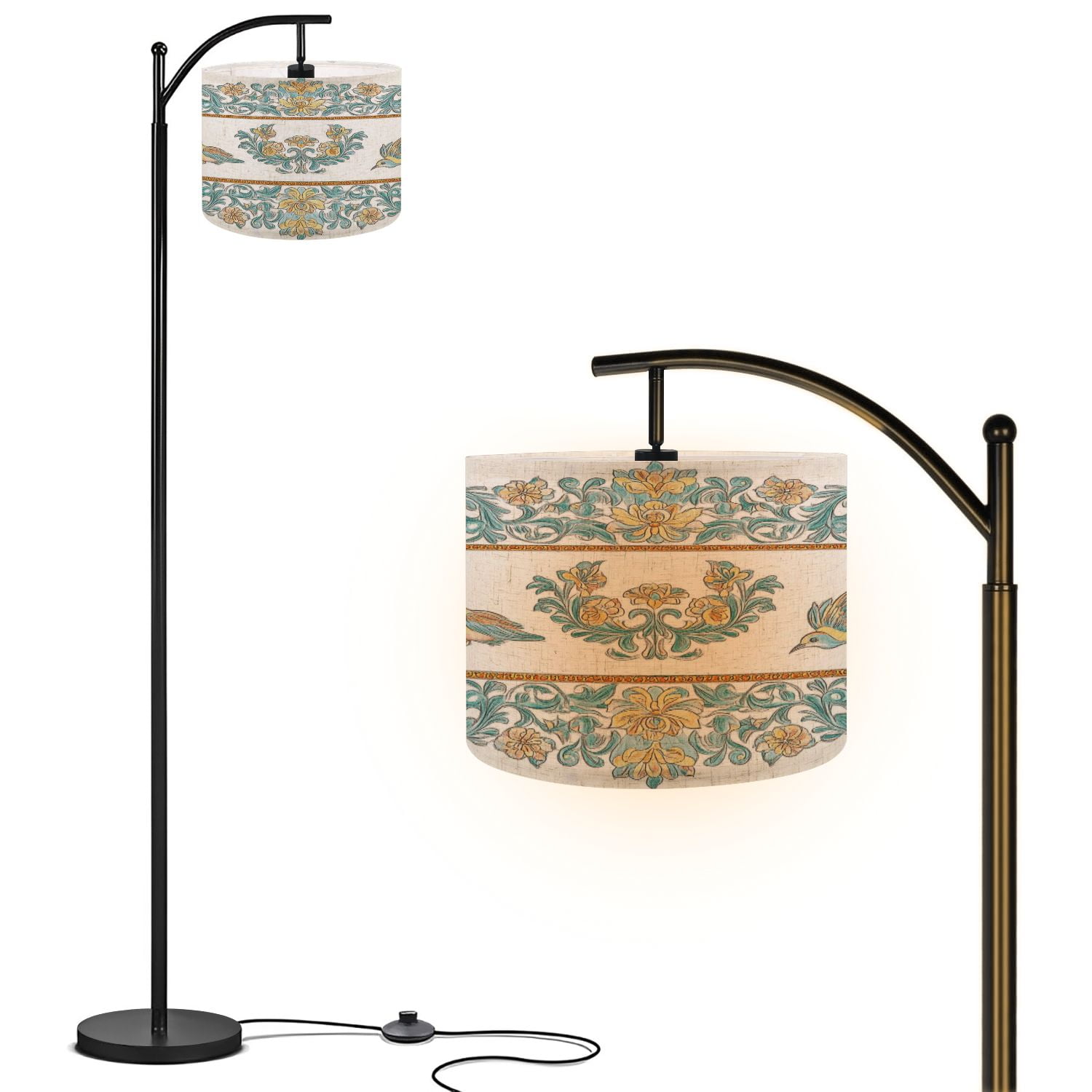 Arc Floor Lamp with Remote, Dimmable Bulb, Art Deco Arched Floor lamp ...