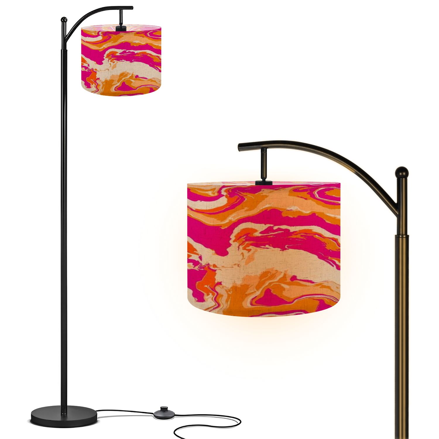 Arc Floor Lamp with Remote, Dimmable Bulb, Art Deco Arched Floor lamp ...