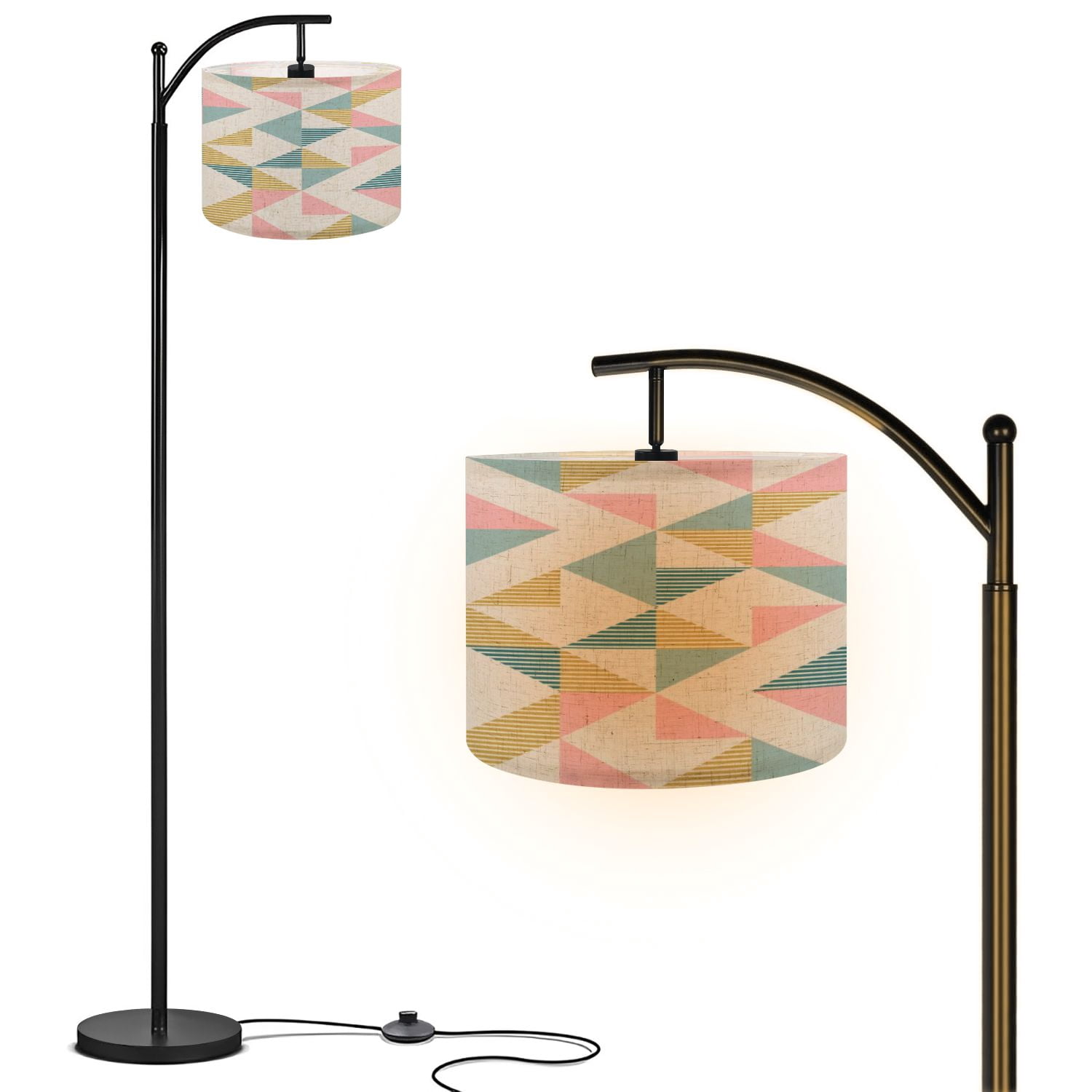 Arc Floor Lamp with Remote, Dimmable Bulb, Art Deco Arched Floor lamp ...