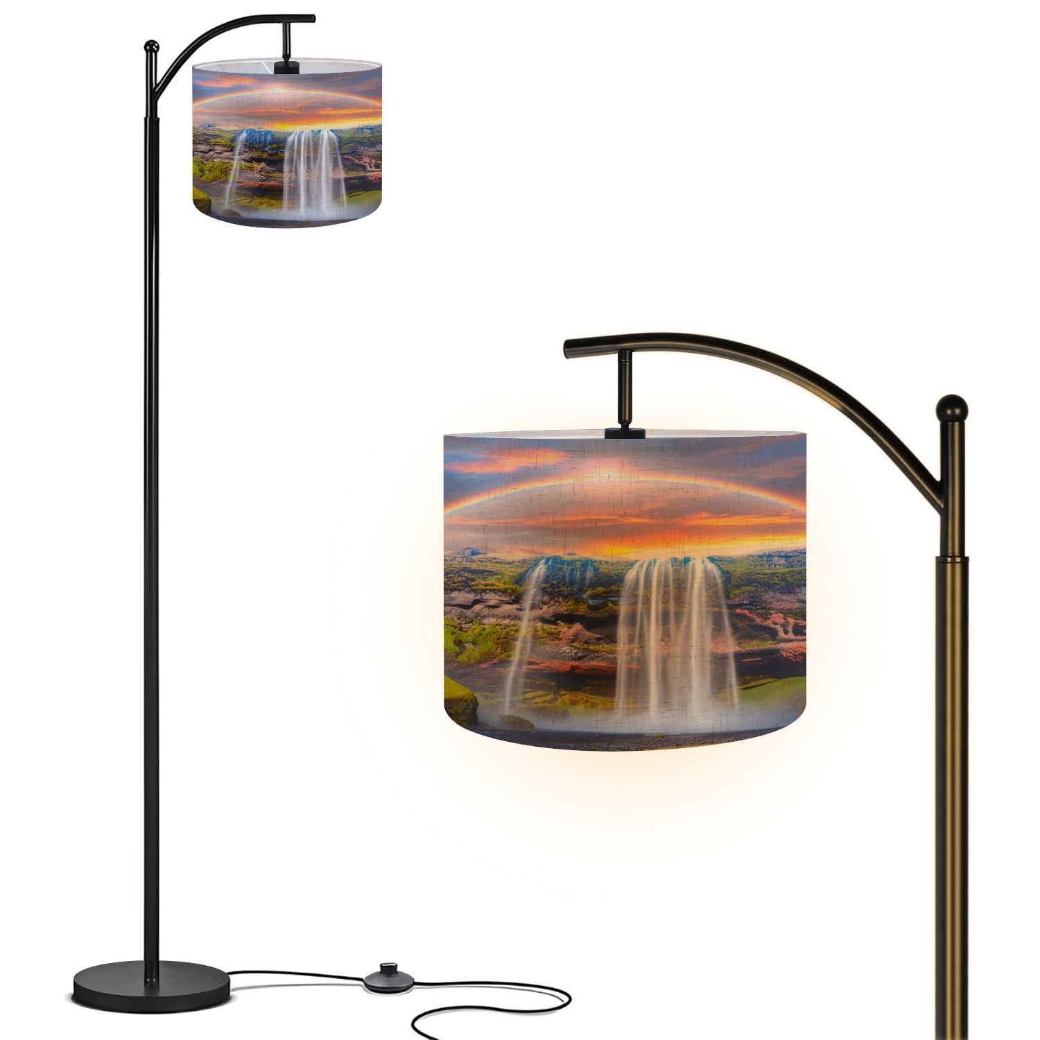 Arc Floor Lamp with Remote, Dimmable Bulb, Art Deco Arched Floor lamp ...