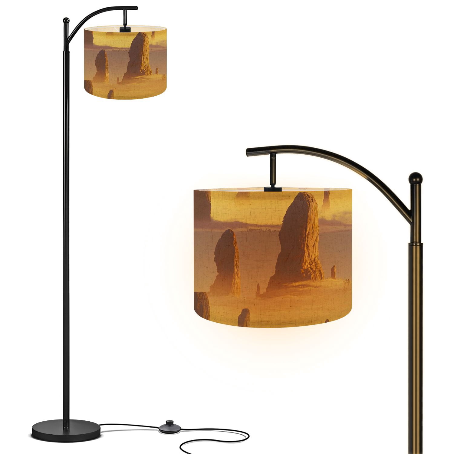 Arc Floor Lamp with Remote, Dimmable Bulb, Art Deco Arched Floor lamp ...
