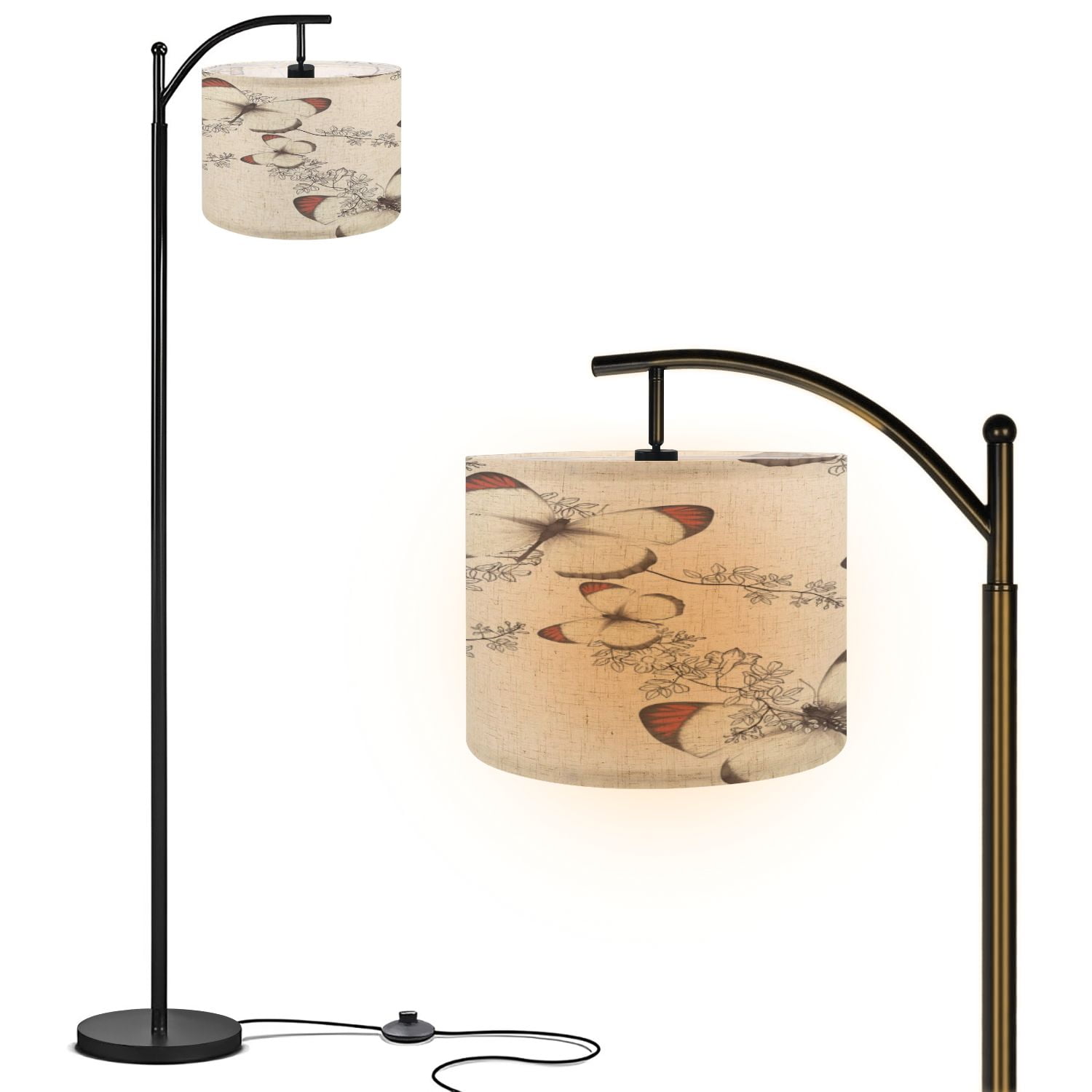 Arc Floor Lamp with Remote, Dimmable Bulb, Art Deco Arched Floor lamp ...