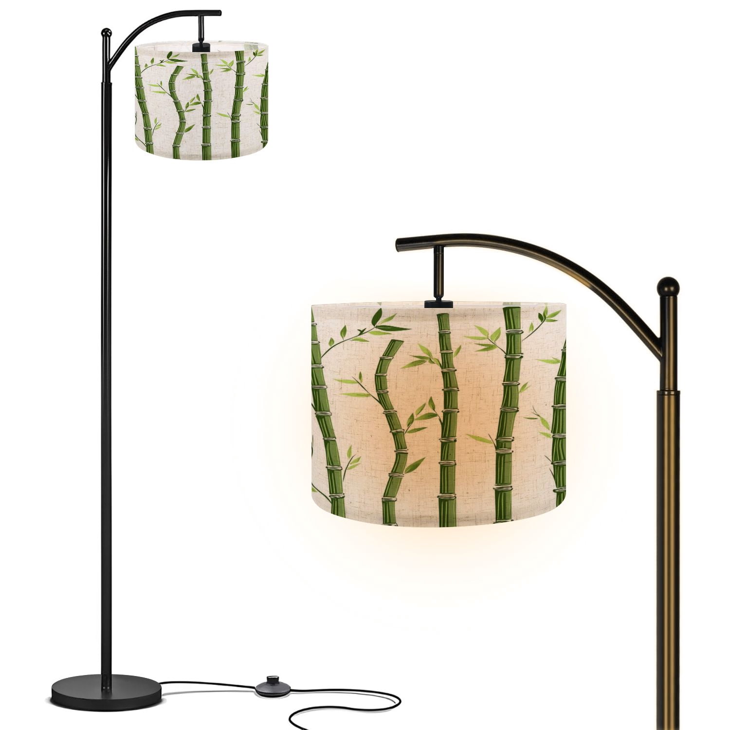 Arc Floor Lamp with Remote, Dimmable Bulb, Art Deco Arched Floor lamp ...