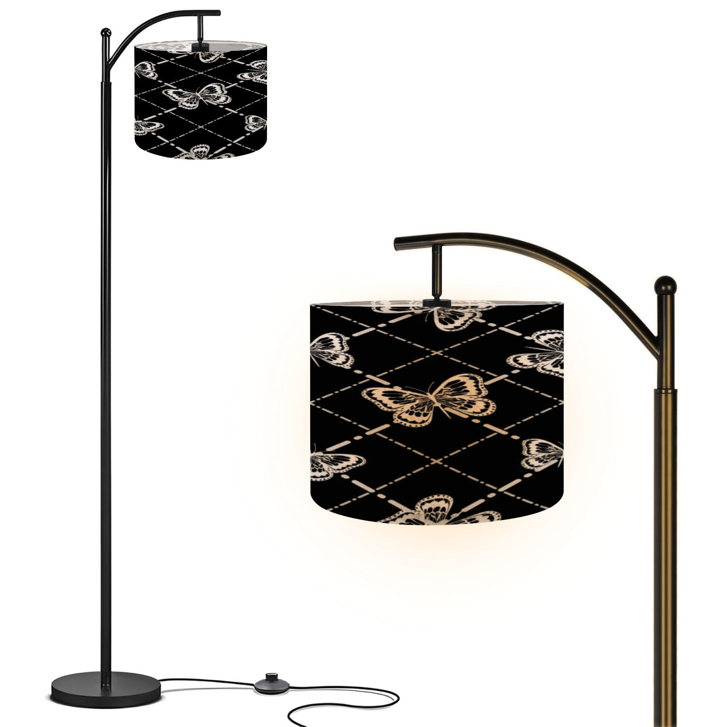 Arc Floor Lamp with Remote, Dimmable Bulb, Art Deco Arched Floor lamp ...