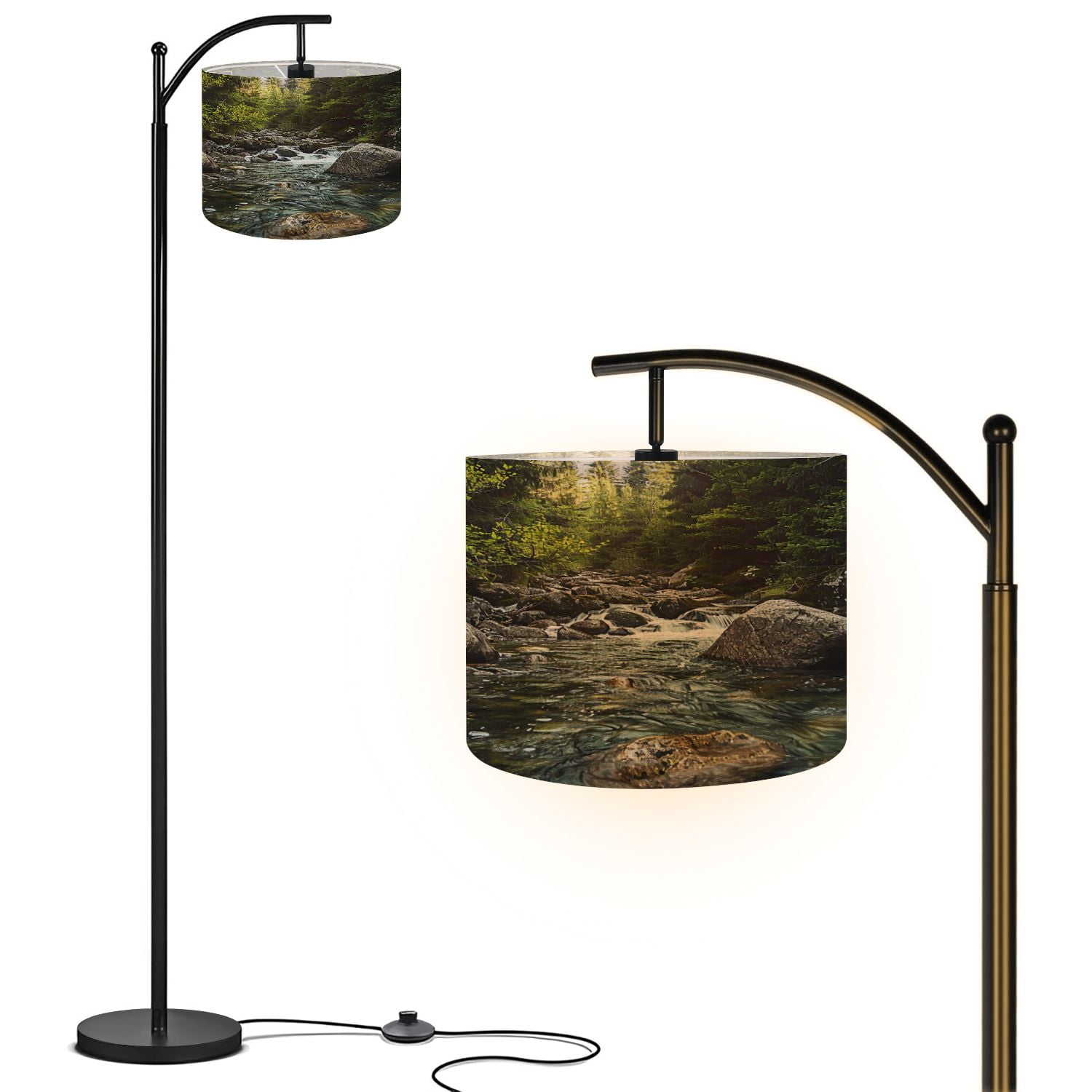 Arc Floor Lamp with Remote, Dimmable Bulb, Art Deco Arched Floor lamp ...