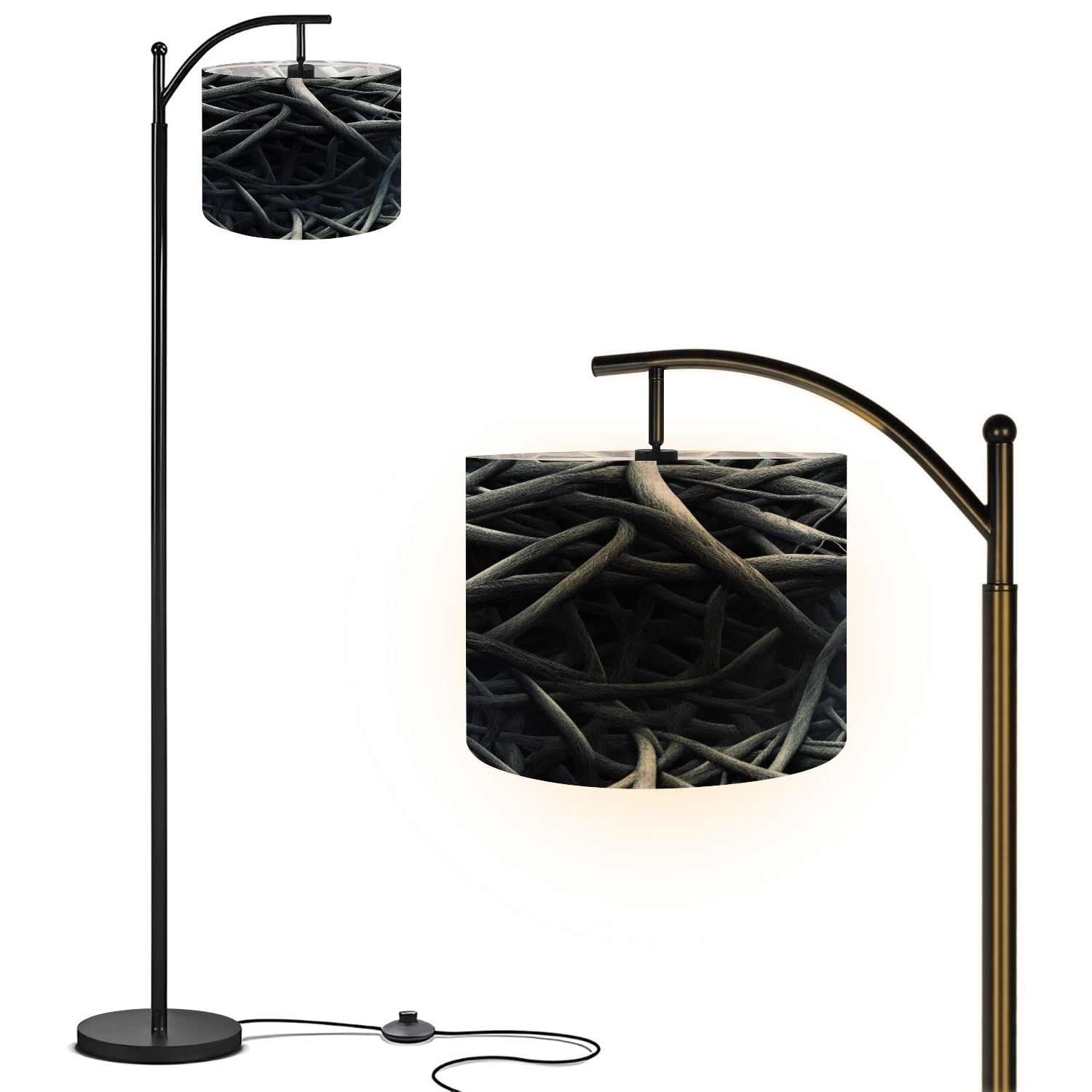 Arc Floor Lamp with Remote, Dimmable Bulb, Art Deco Arched Floor lamp ...