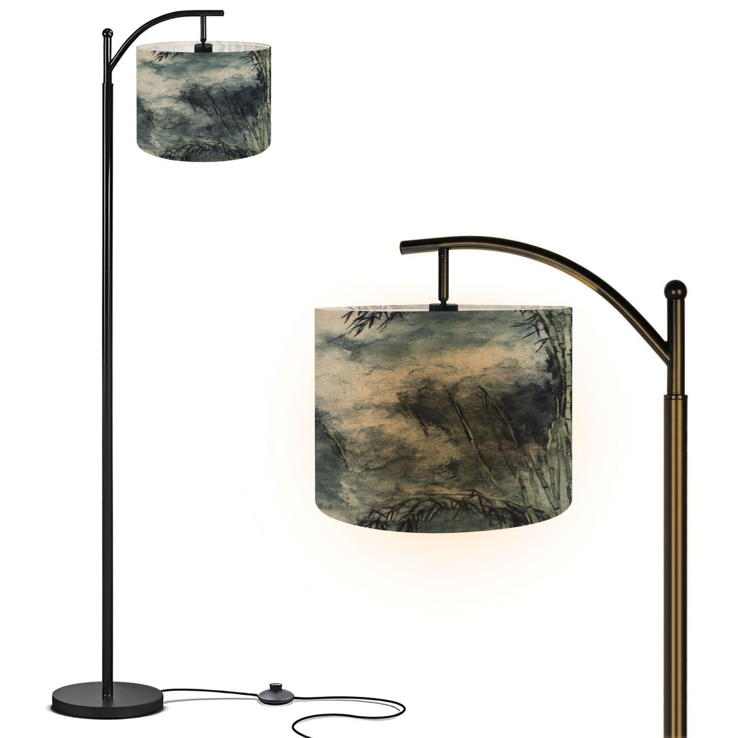 Arc Floor Lamp with Remote, Dimmable Bulb, Art Deco Arched Floor lamp ...
