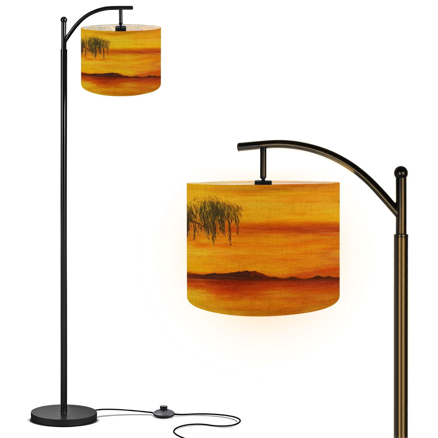 Arc Floor Lamp with Remote, Dimmable Bulb, Art Deco Arched Floor lamp ...