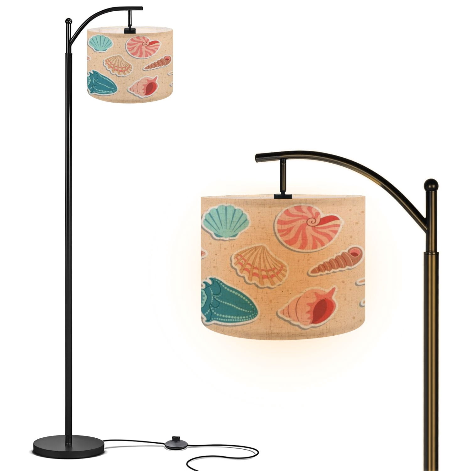 Arc Floor Lamp with Remote, Dimmable Bulb, Art Deco Arched Floor lamp ...