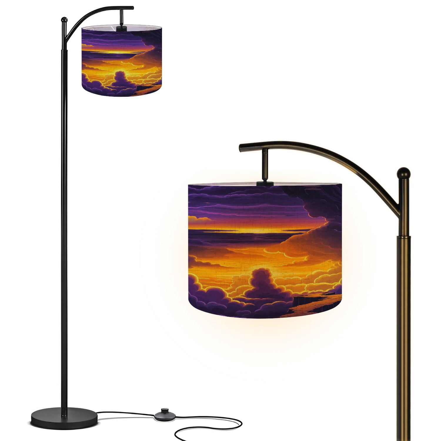 Arc Floor Lamp with Remote, Dimmable Bulb, Art Deco Arched Floor lamp ...