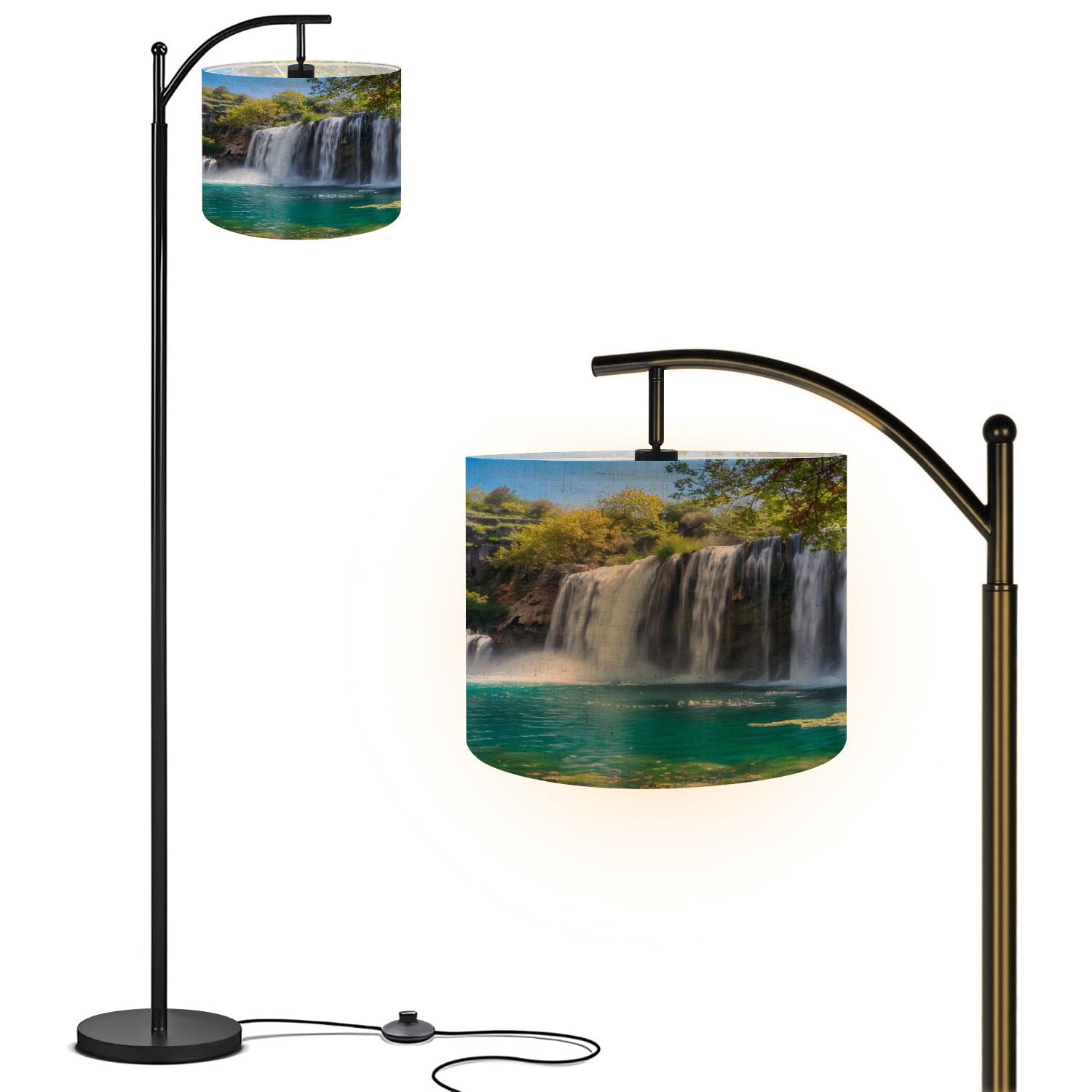 Arc Floor Lamp with Remote, Dimmable Bulb, Art Deco Arched Floor lamp ...