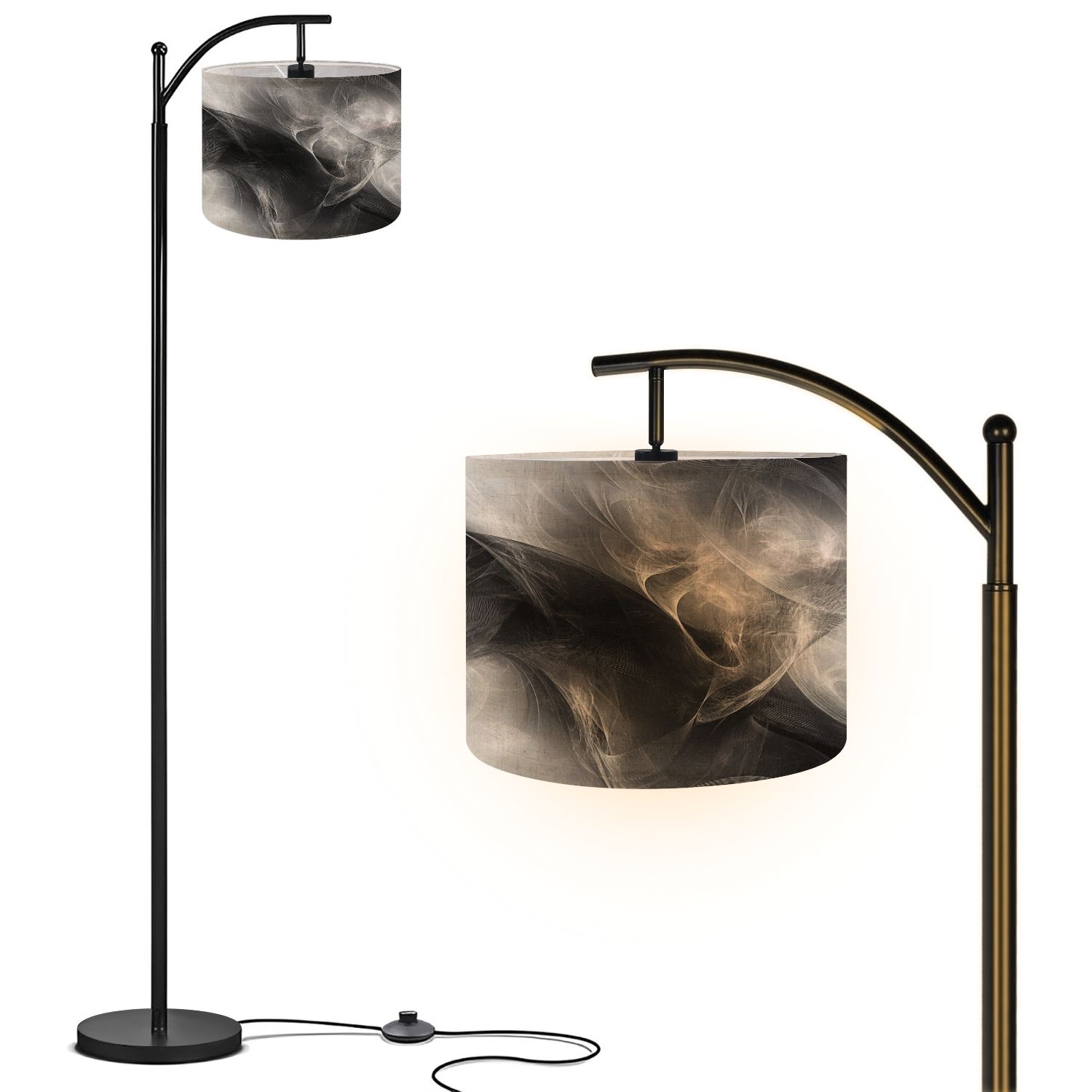 Arc Floor Lamp with Remote, Dimmable Bulb, Art Deco Arched Floor lamp ...