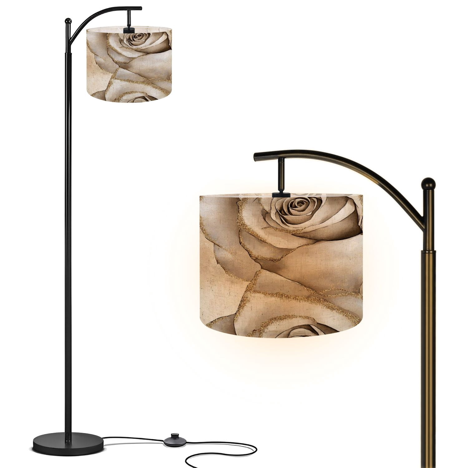 Arc Floor Lamp with Remote, Dimmable Bulb, Art Deco Arched Floor lamp ...