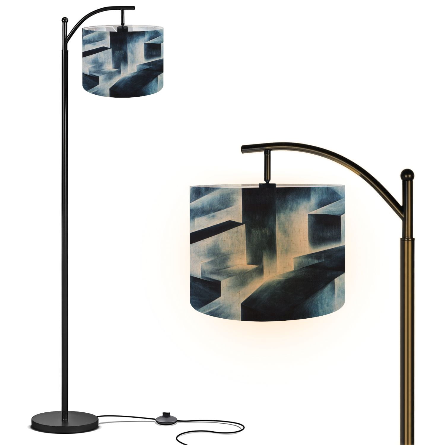 Arc Floor Lamp with Remote, Dimmable Bulb, Art Deco Arched Floor lamp ...