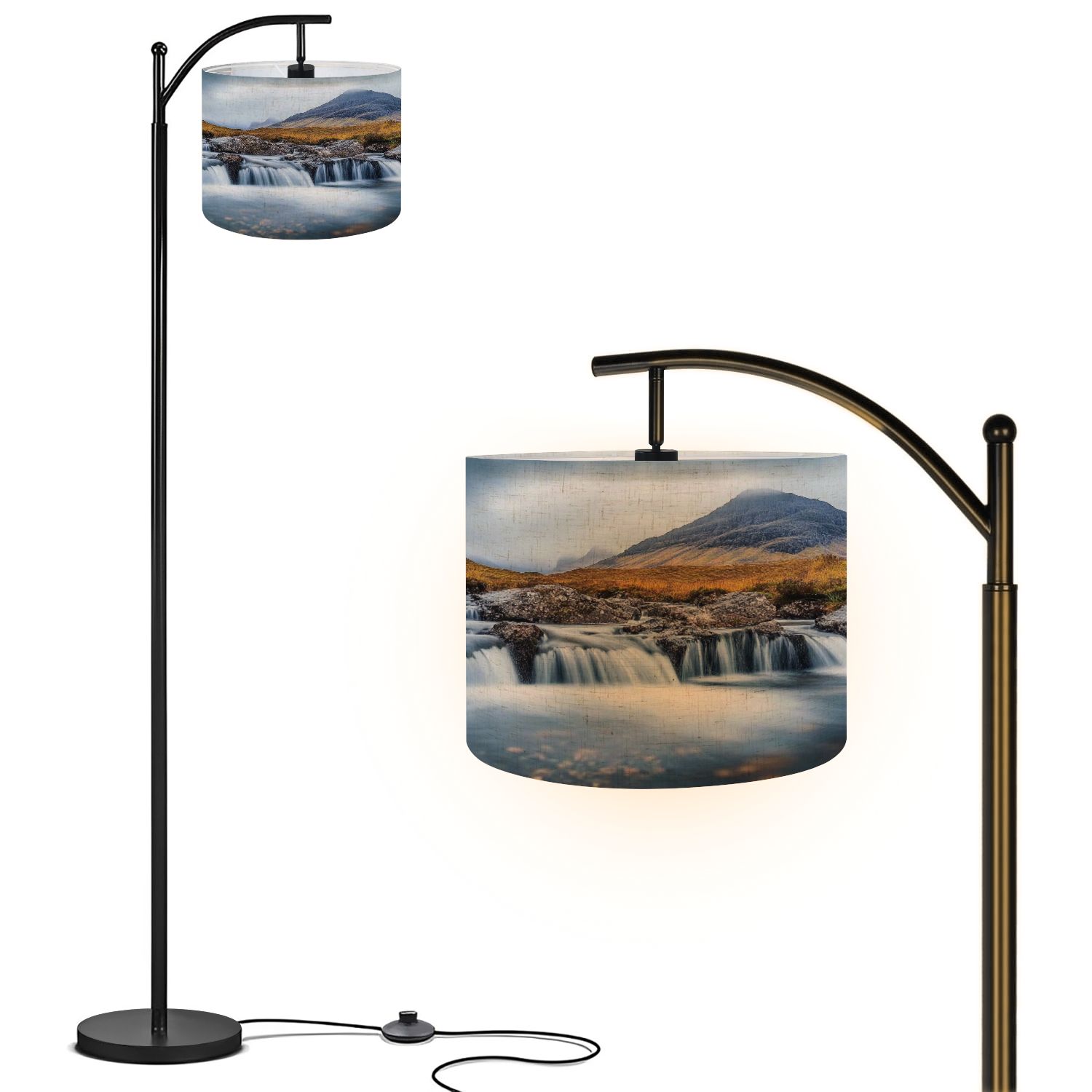 Arc Floor Lamp with Remote, Dimmable Bulb, Art Deco Arched Floor lamp ...