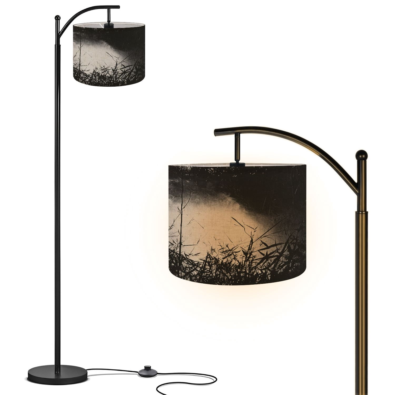 Arc Floor Lamp with Remote, Dimmable Bulb, Art Deco Arched Floor lamp ...
