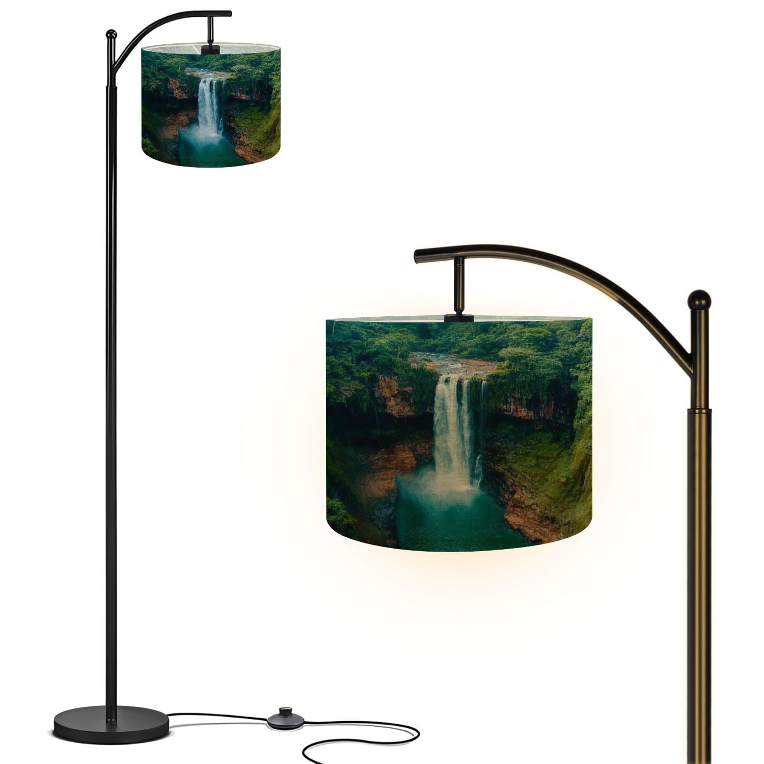 Arc Floor Lamp with Remote, Dimmable Bulb, Art Deco Arched Floor lamp Gitgit waterfall hidden ...