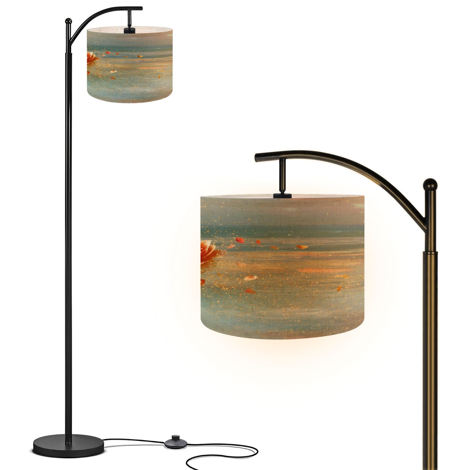 Arc Floor Lamp with Remote, Dimmable Bulb, Art Deco Arched Floor lamp ...