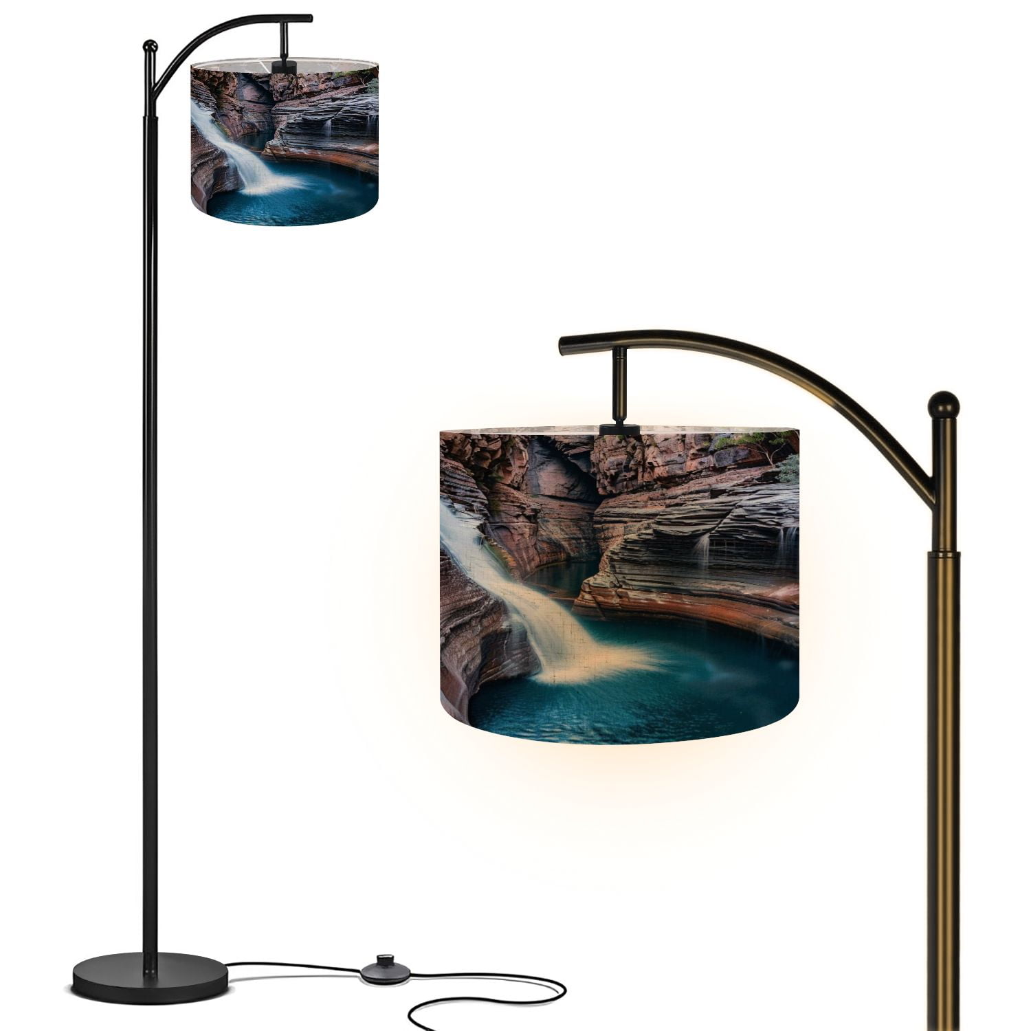 Arc Floor Lamp with Remote, Dimmable Bulb, Art Deco Arched Floor lamp ...