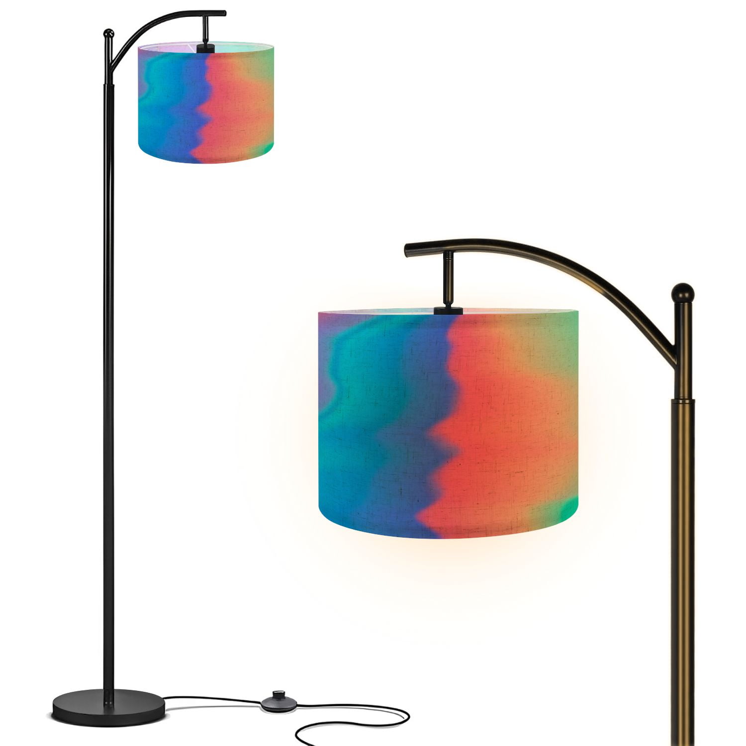 Arc Floor Lamp with Remote, Dimmable Bulb, Art Deco Arched Floor lamp ...