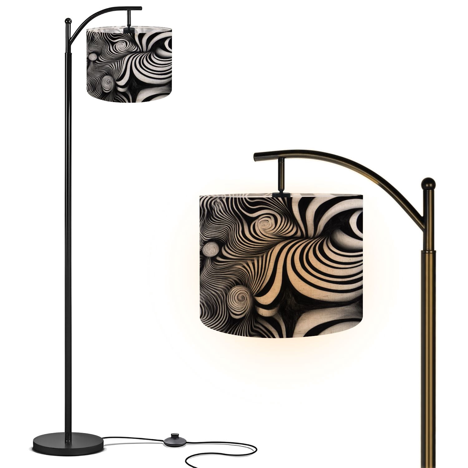 Arc Floor Lamp with Remote, Dimmable Bulb, Art Deco Arched Floor lamp ...
