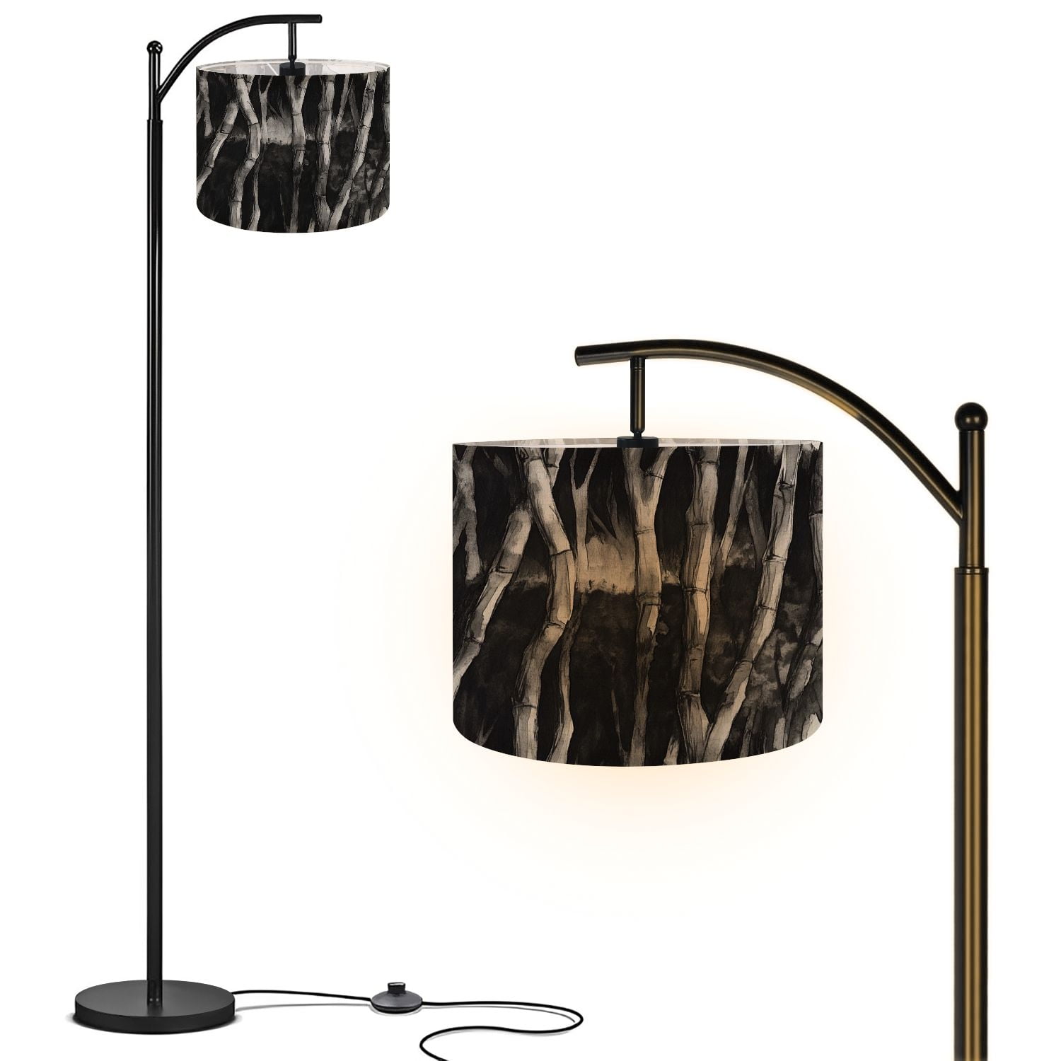 Arc Floor Lamp with Remote, Dimmable Bulb, Art Deco Arched Floor lamp ...