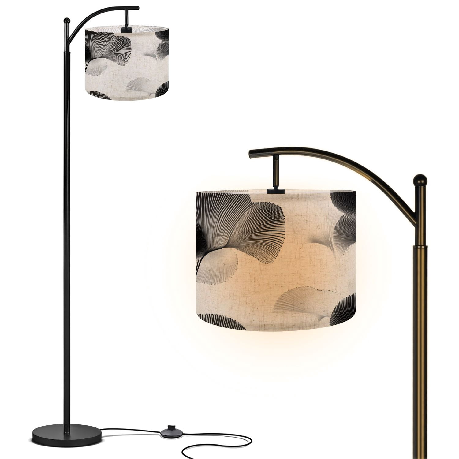 Arc Floor Lamp with Remote, Dimmable Bulb, Art Deco Arched Floor lamp ...